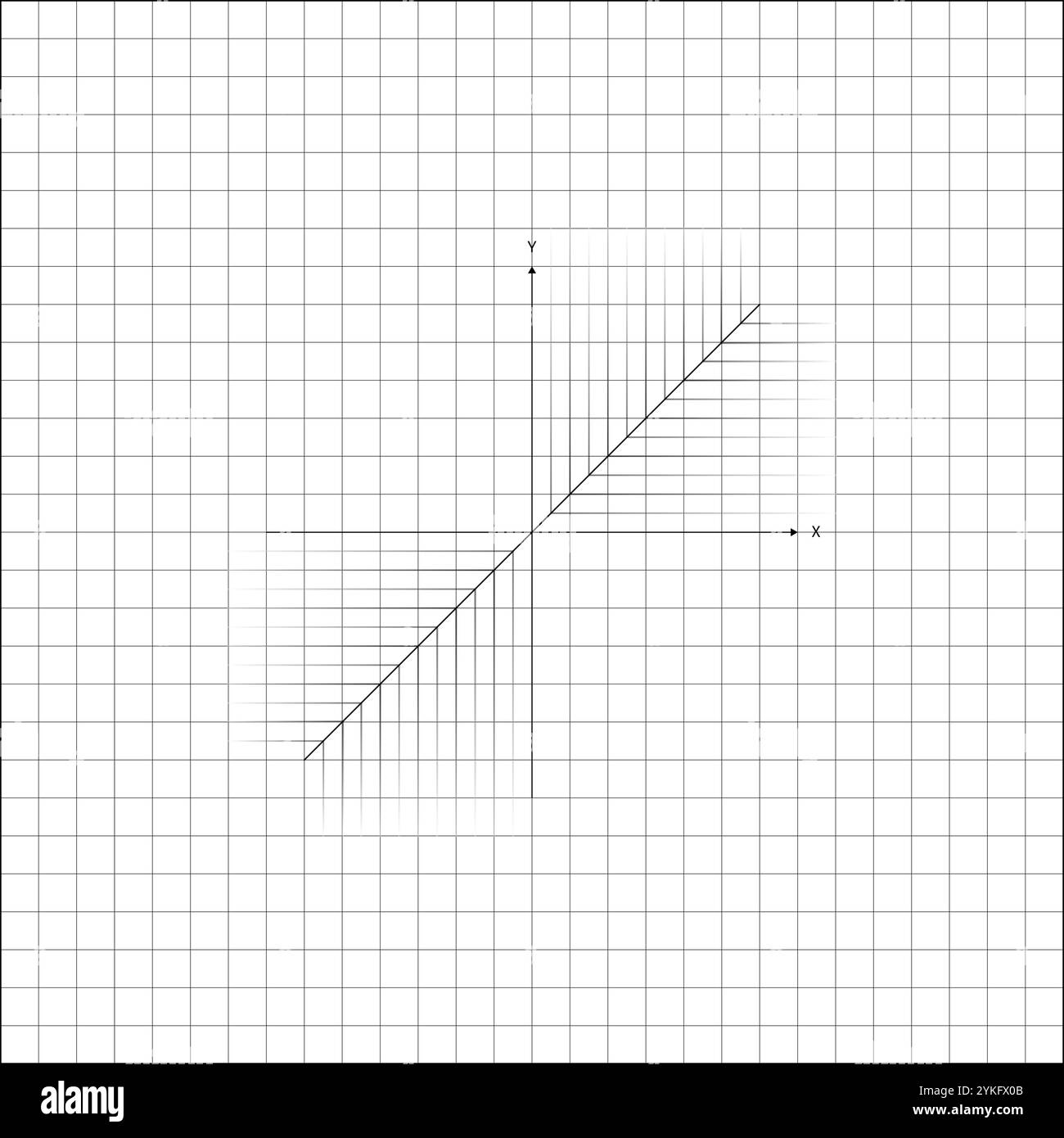 Image of diagonal line at intersection of axes on notebook sheet of ...
