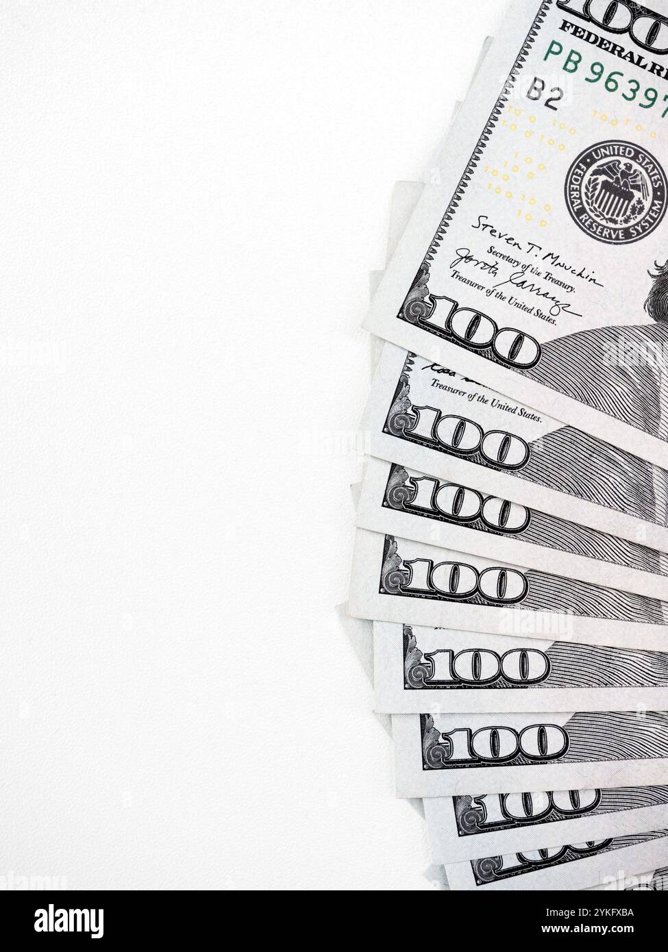 $100, Dollar banknotes background. Money fan, close-up one hundred ...