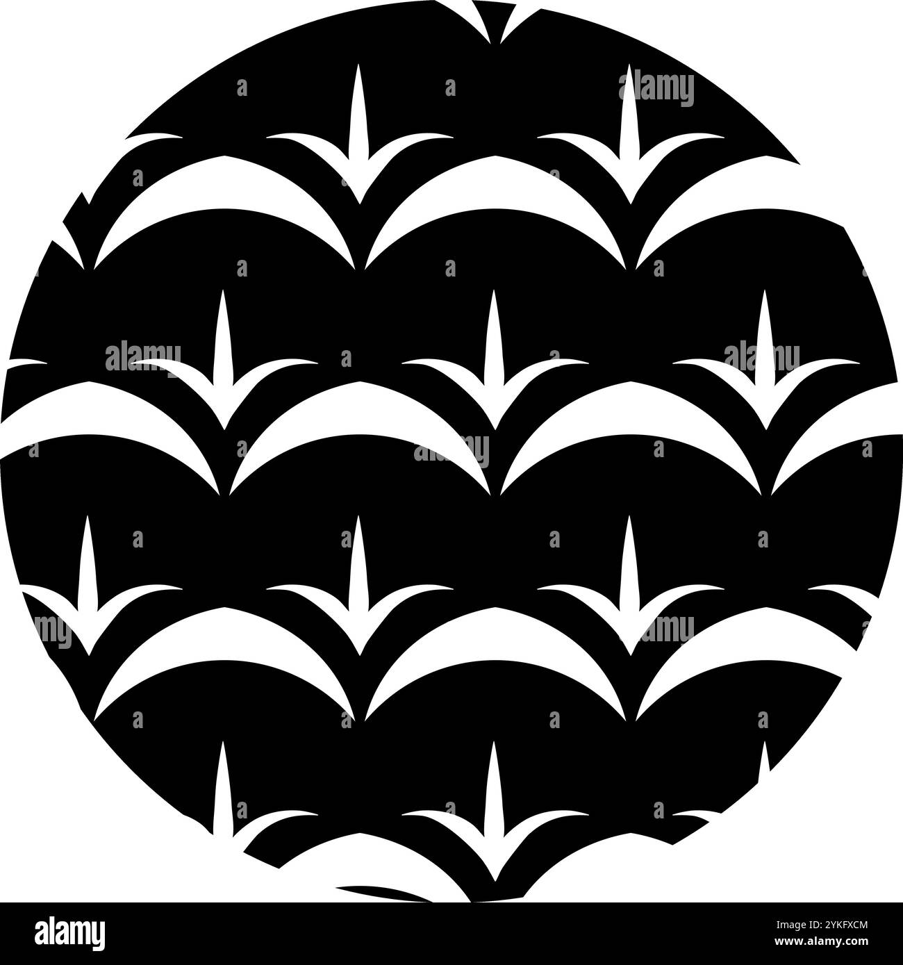 Chinese circle with Asian pattern of shell scales and trefoils. Small ...