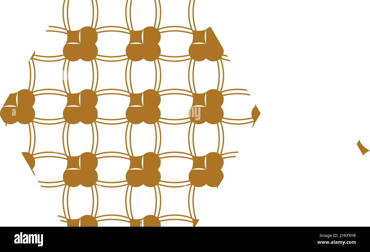 Hexagon with lines intertwining into geometric floral pattern. Small ...