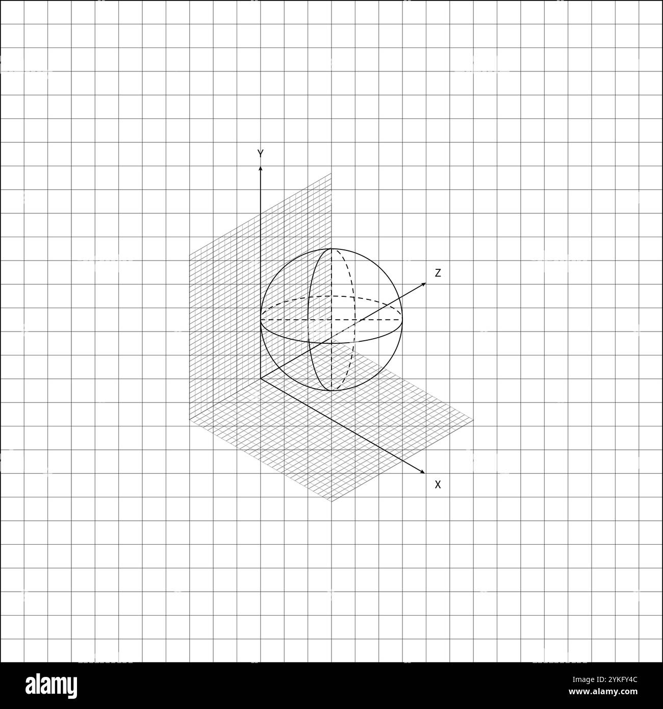 Image Of Sphere With Vertical And Horizontal Sections Constructed On