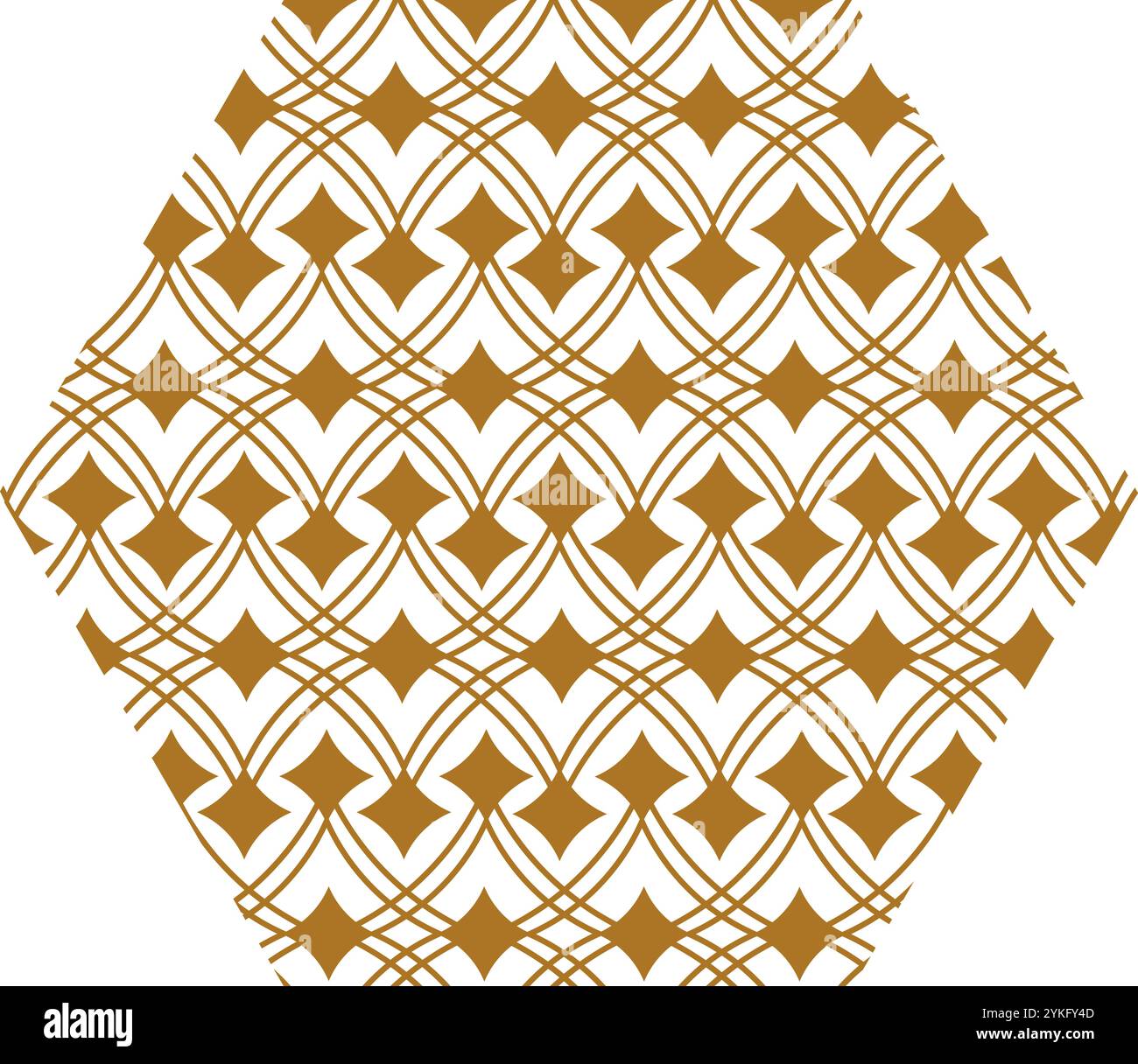 Chinese hexagon with Asian pattern of lines, deformed diamonds. Small ...