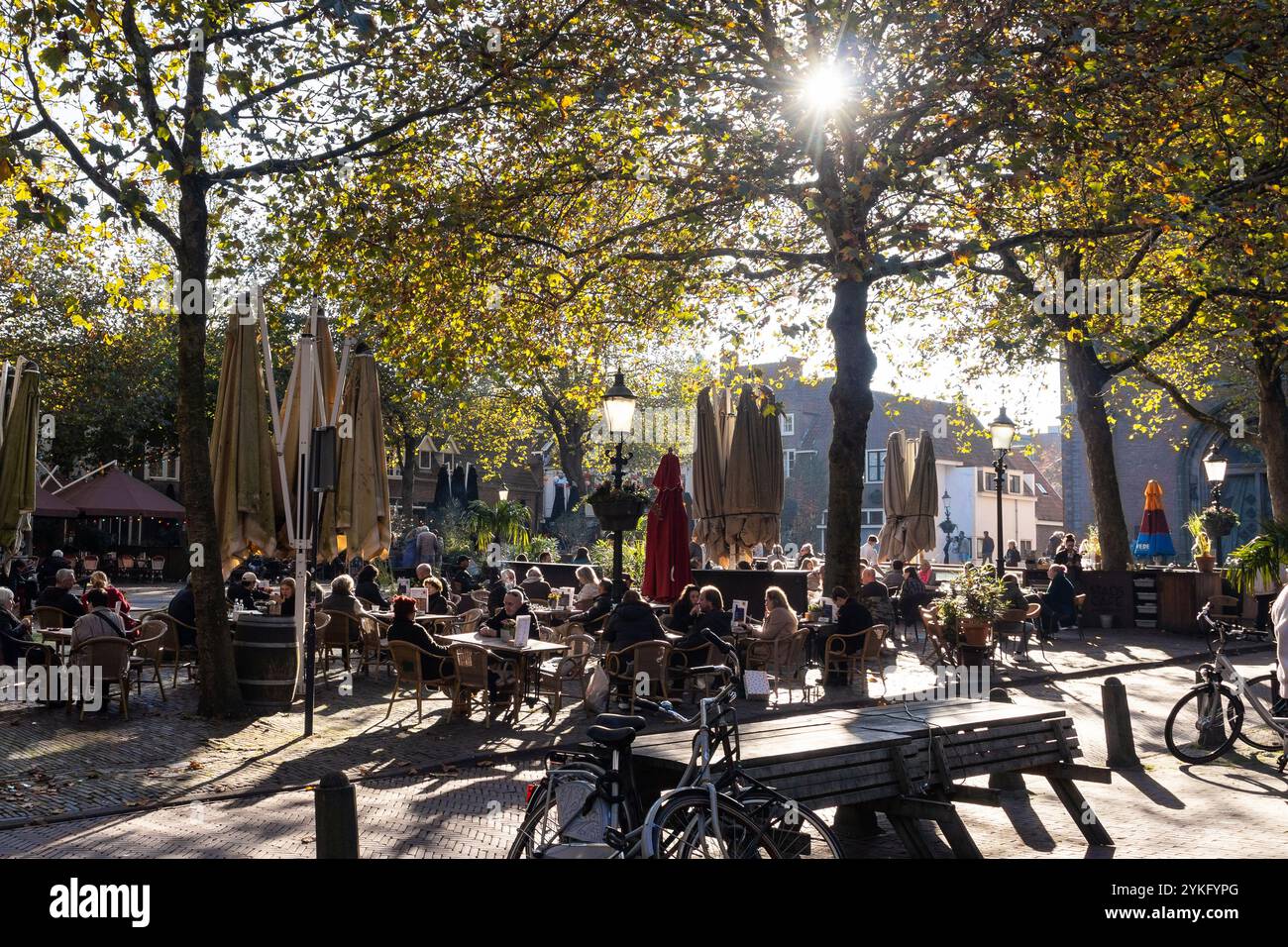 AMERSFOORT, NETHERLANDS, 3 NOVEMBER 2024: Pavement Cafes and customers ...