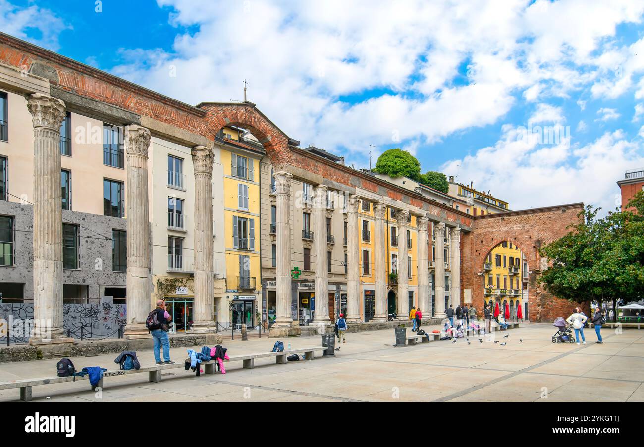 Milan, Italy. Colonne di San Lorenzo or St Lawrence columns, ancient ...