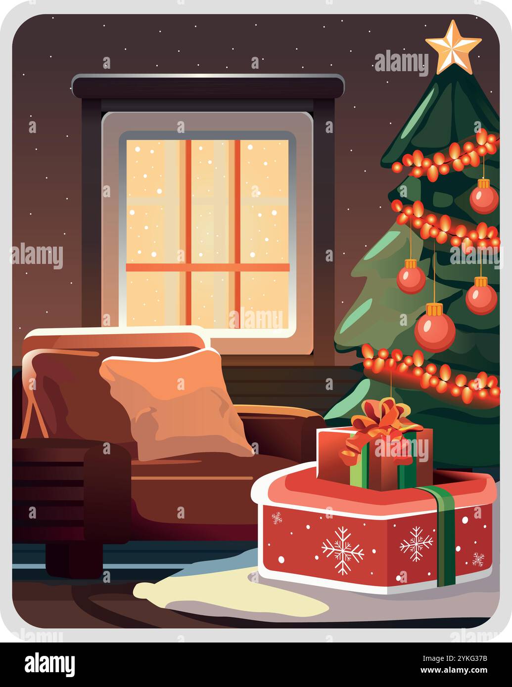 Christmas gifts interior room Stock Vector Images - Alamy