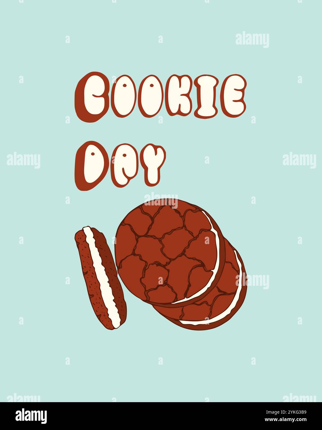 Cookie day poster, blue background with cookie hand drawn. Vector ...