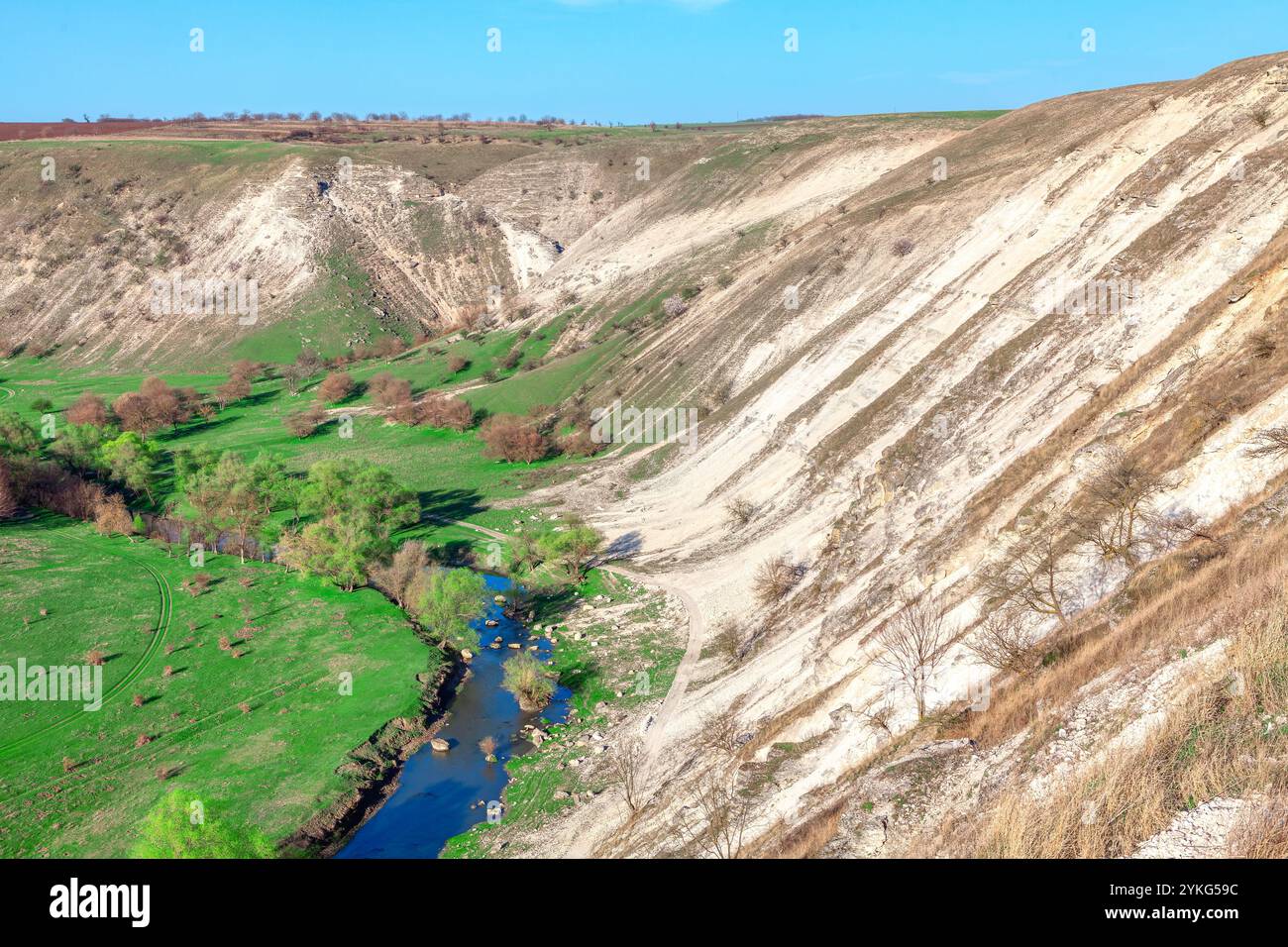 Landscape of river Reut in Furceni village from Moldova. Serene river ...