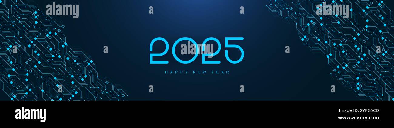 Digital technology abstract poster template 2025 with circuit board ...