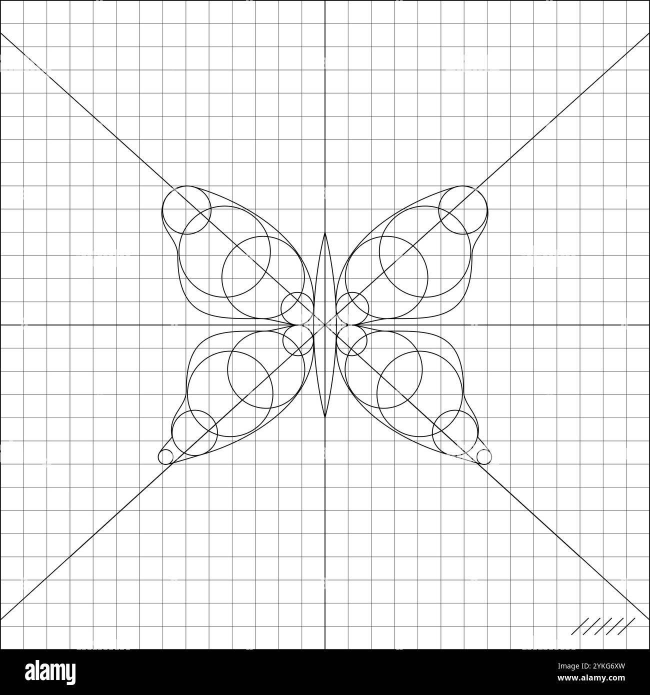 Image of circles connected on coordinate axis to form butterfly figure ...