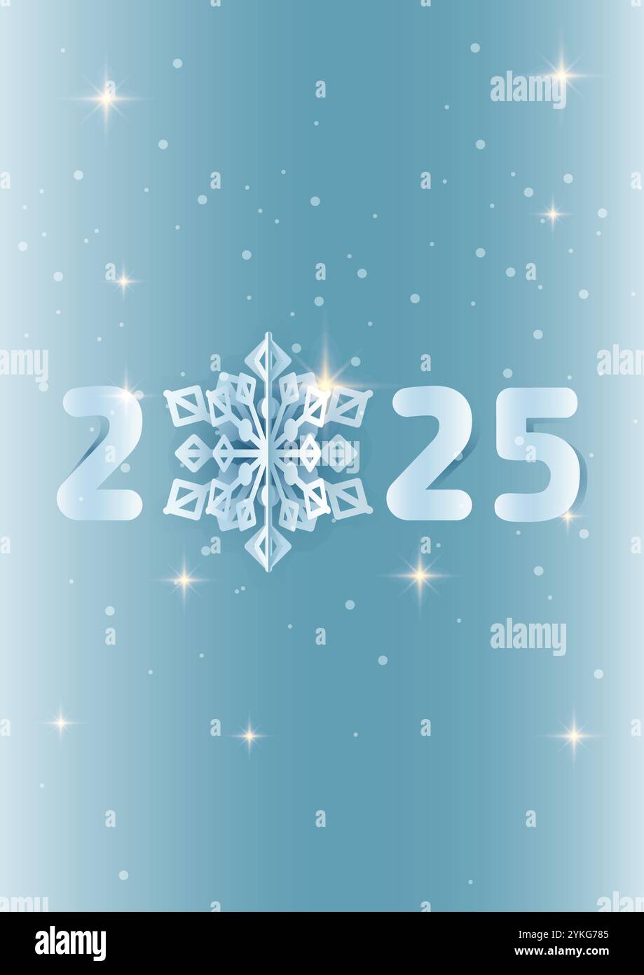 New year date 2025 inscription made of frozen cross ice against ...