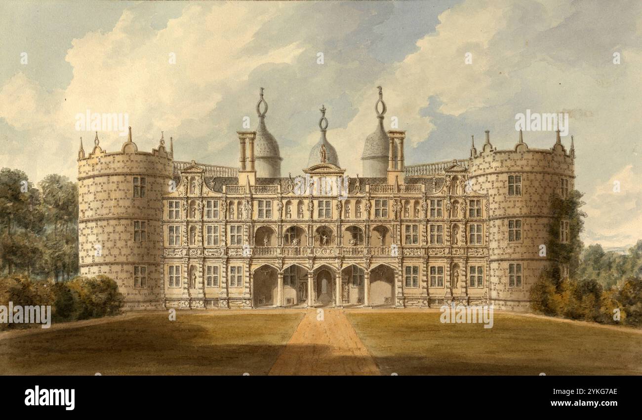 Westfassade von Longford Castle, Wiltshire, Sitz des Earl of Radnor ...