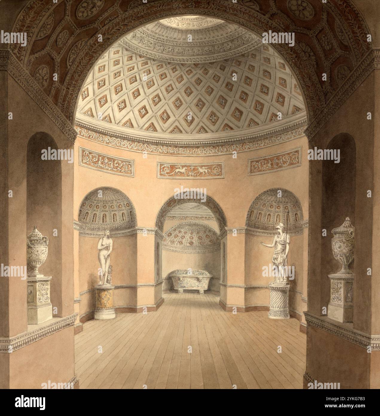 Die Galerie in Newby Hall, dem Sitz des Lord Grantham, einem Landhaus ...