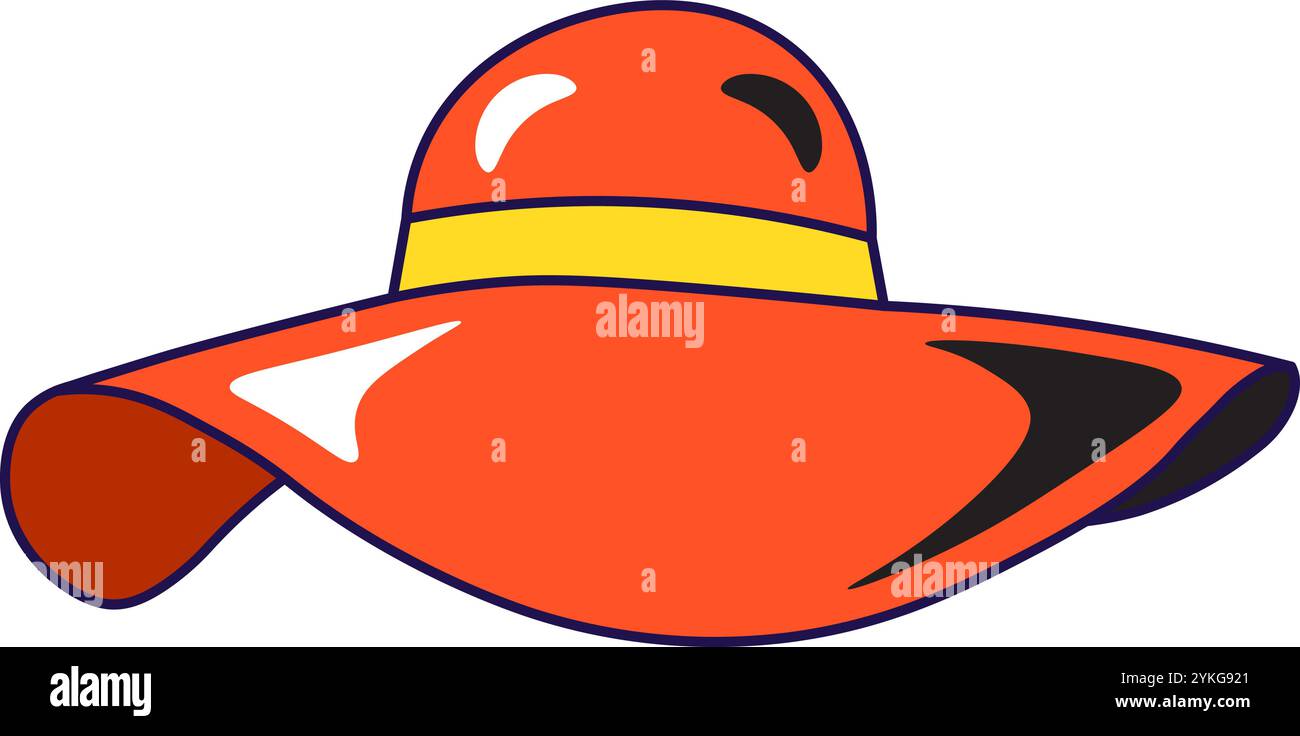 Vector graphic illustration of female wide brim hat in cartoon style ...