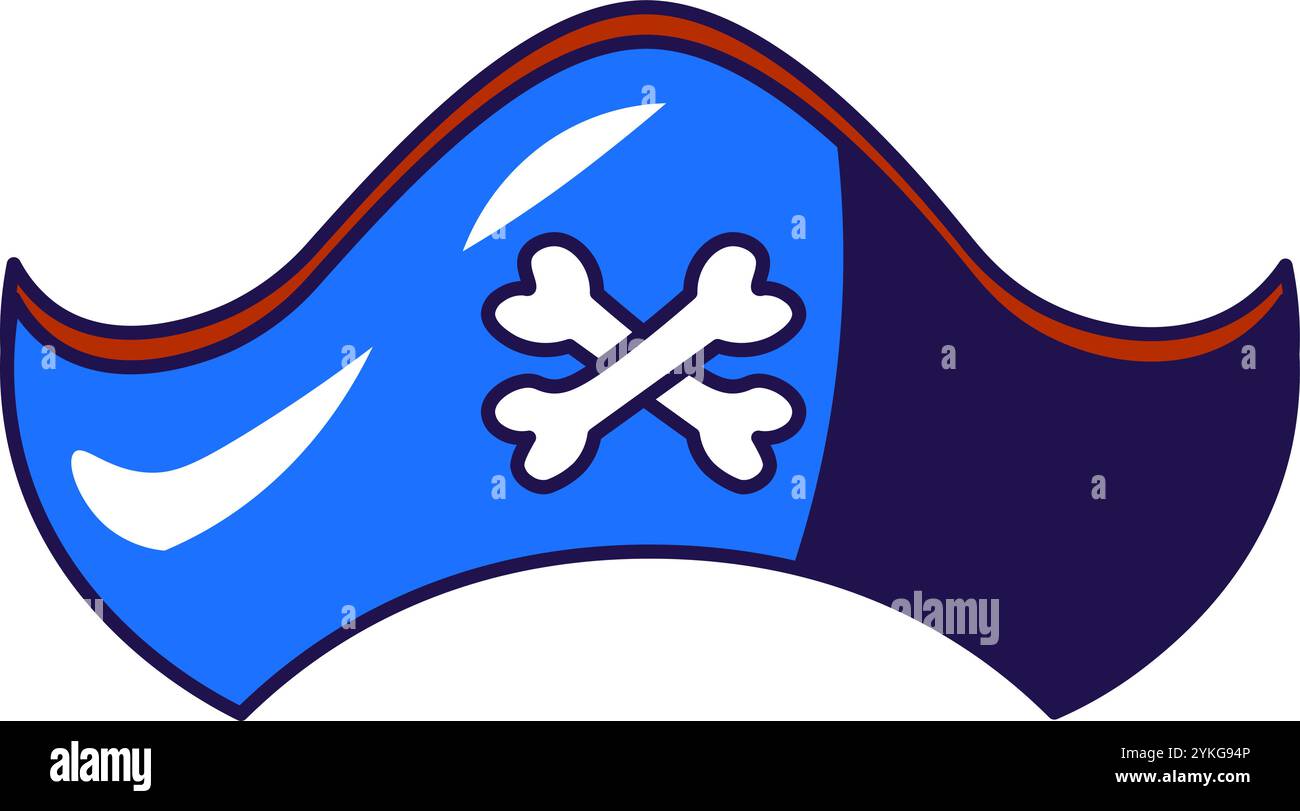 Vector graphic illustration of pirate hat with bones decoration in ...