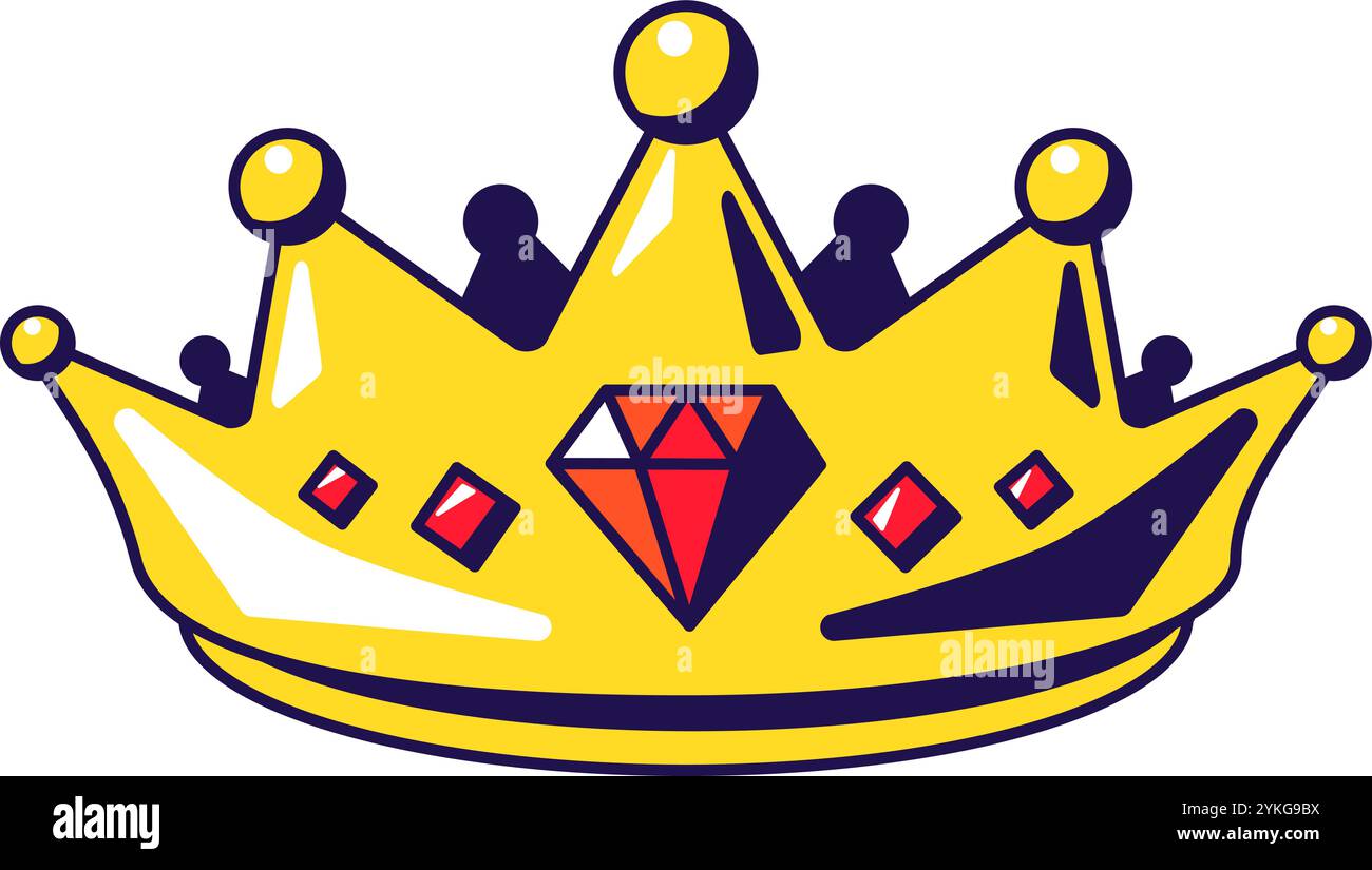 Vector graphic illustration of luxury crown in cartoon style. Headwear ...