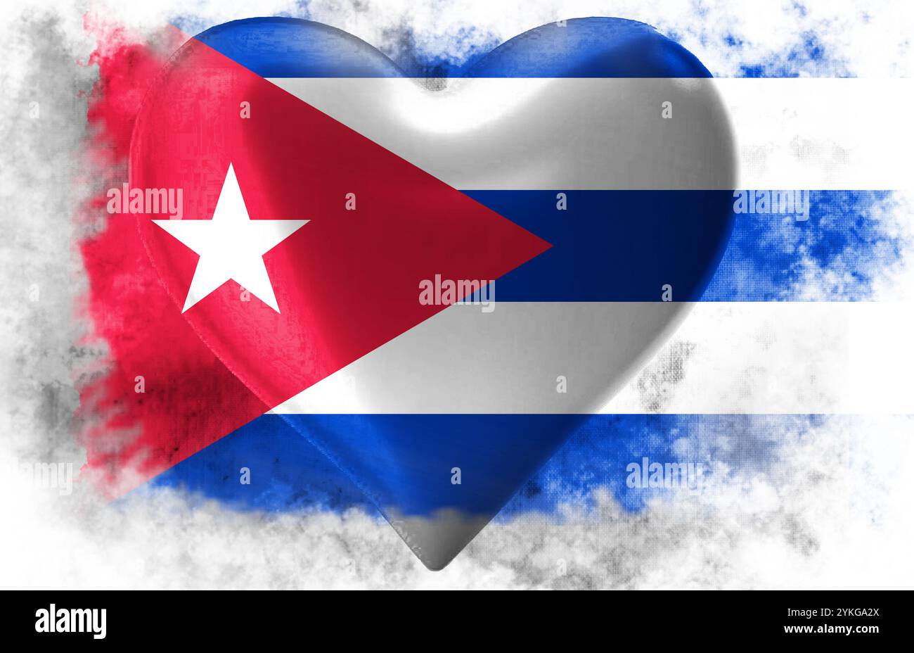 Cuban flag background with heart shape Stock Photo - Alamy