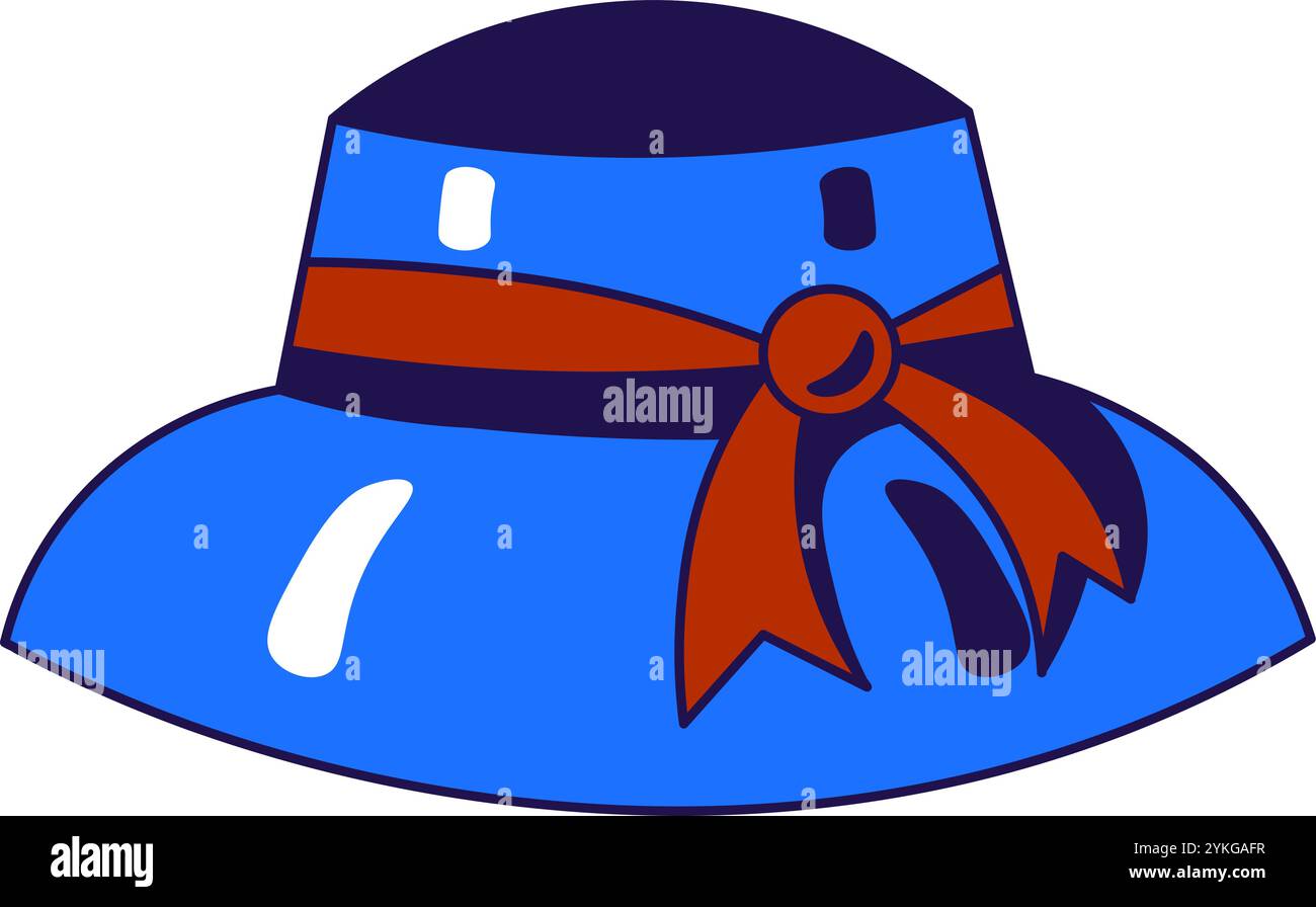 Vector graphic illustration of maid wide brim hat with ribbon in ...