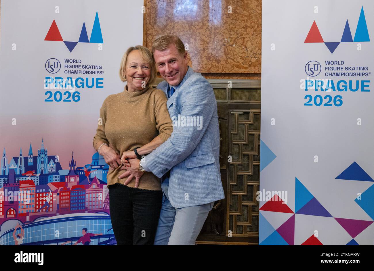 Prague, Czech Republic. 18th Nov, 2024. From left: world pairs champion Eva Romanova and world ...