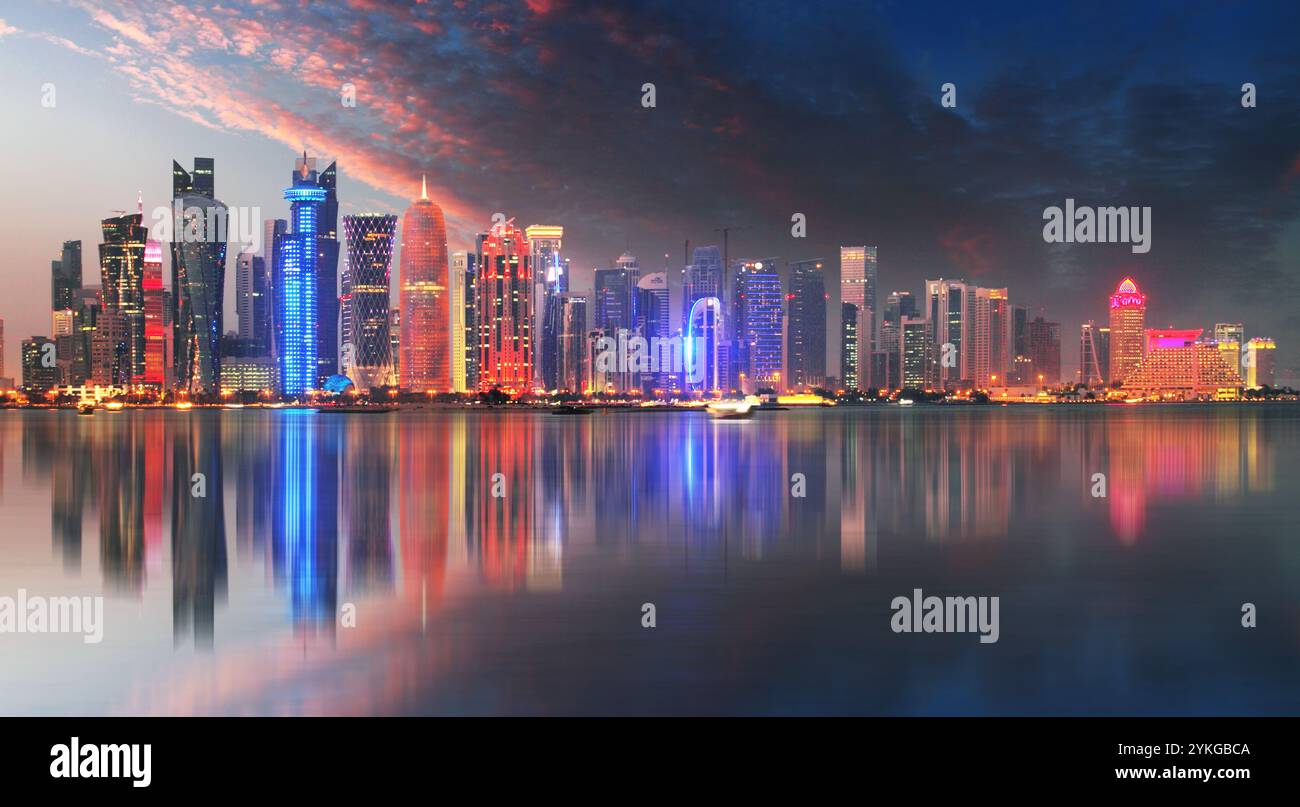 Doha city at night, Qatar Stock Photo - Alamy