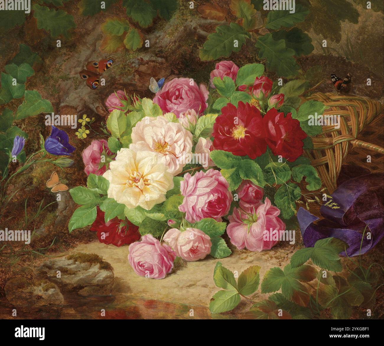 Piece of roses on the forest floor, painting by Josef Lauer (1818 ...