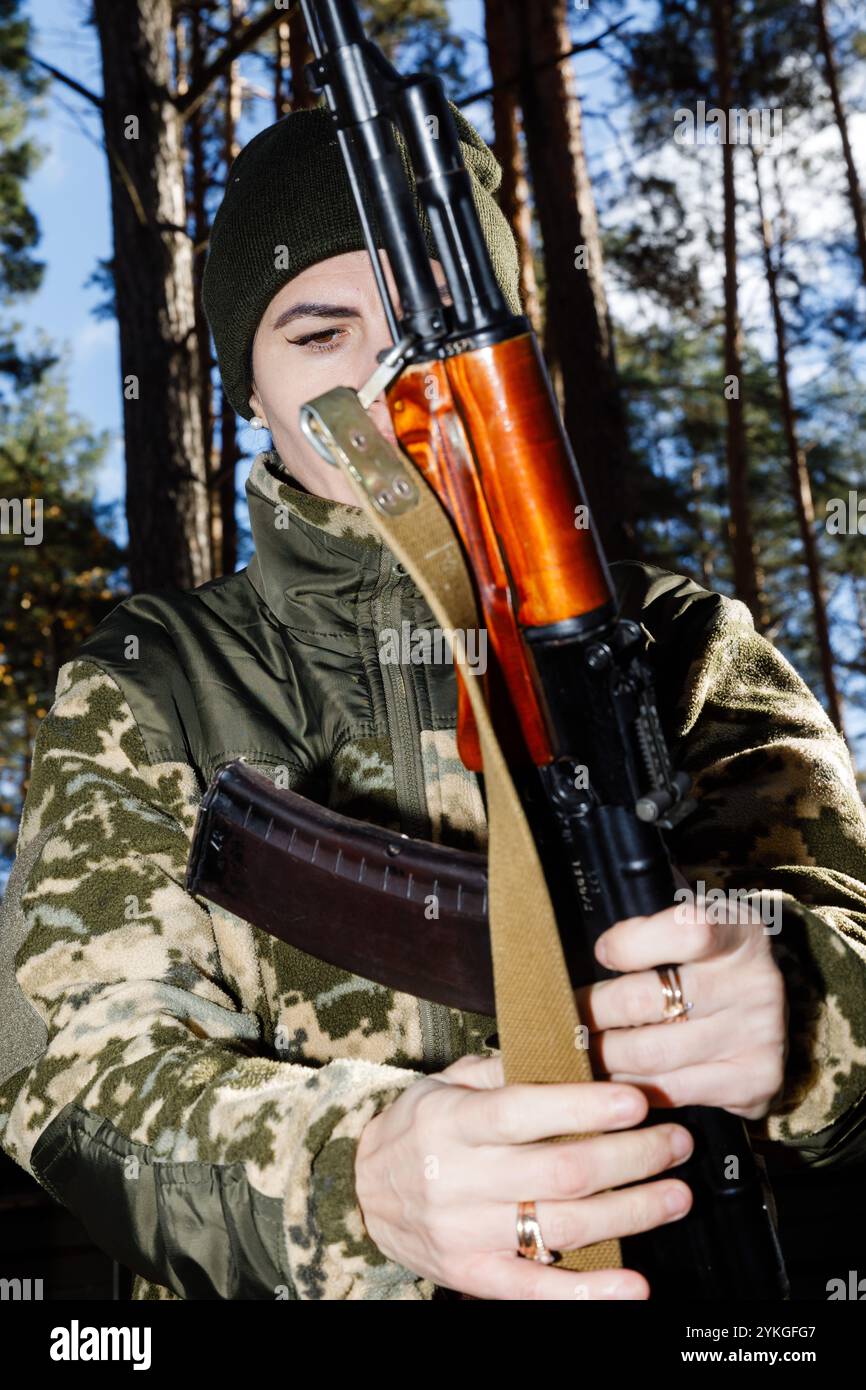KYIV Reg., UKRAINE - Nov. 02, 2024: Military training of the female air ...