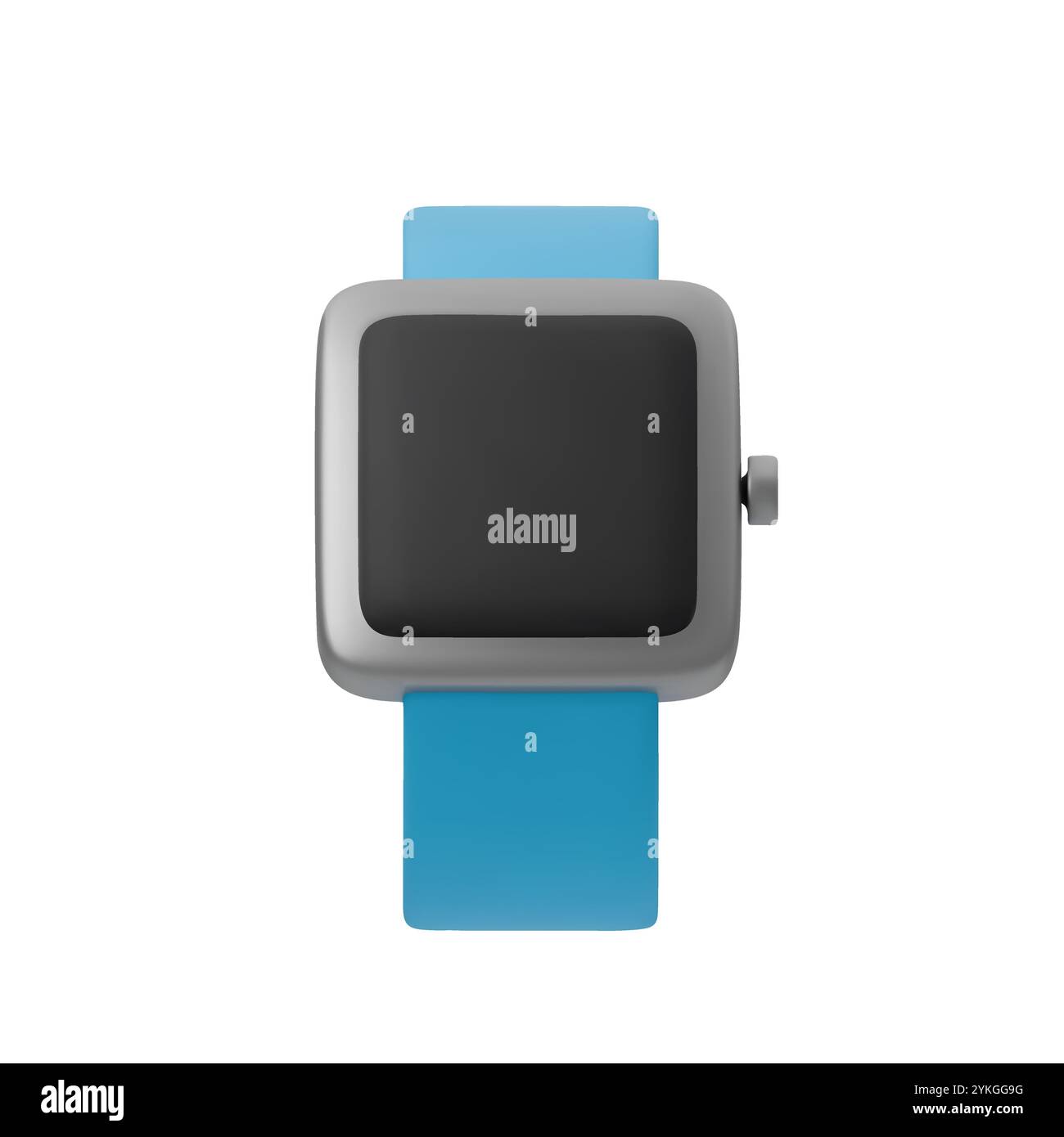 3D vector illustration of modern smartwatch with blue strap and ...