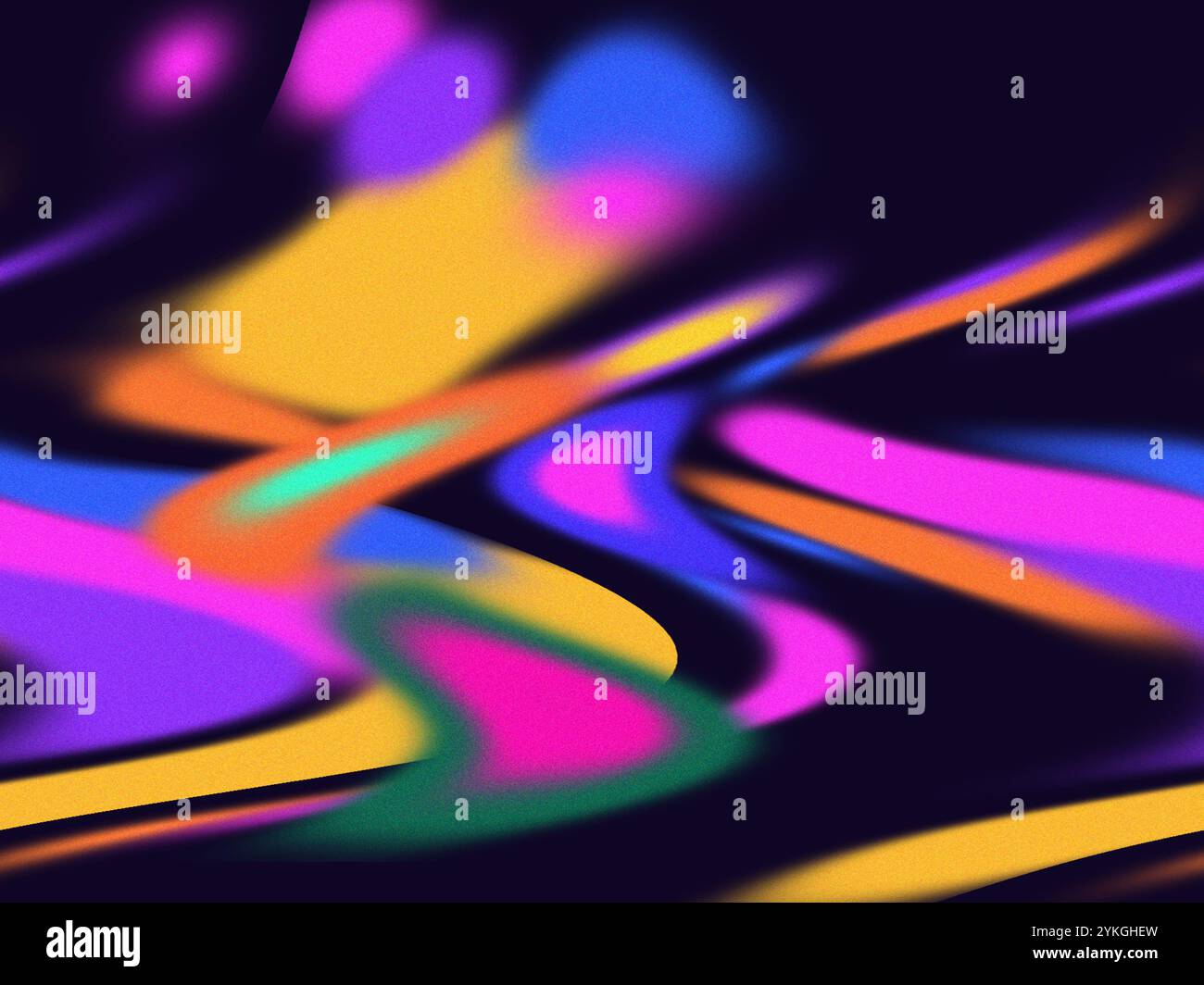 Abstract colourful waves on dark black background with noice effect ...