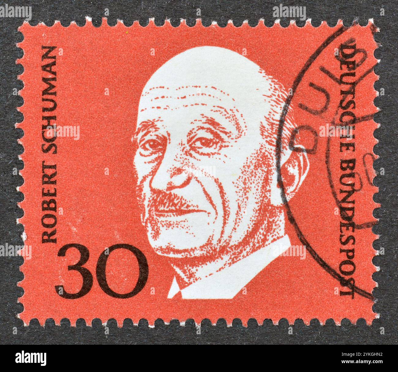 Cancelled postage stamp printed by Germany, that shows portrait of ...
