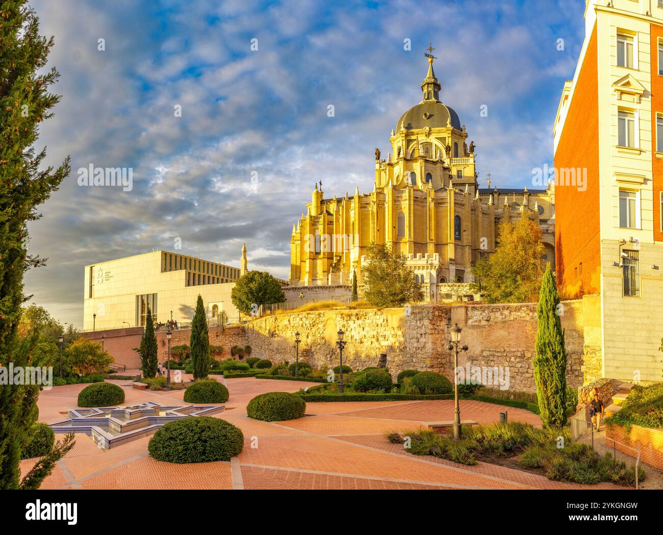 The Almudena Cathedral with the remains of the Arab wall at Emir ...