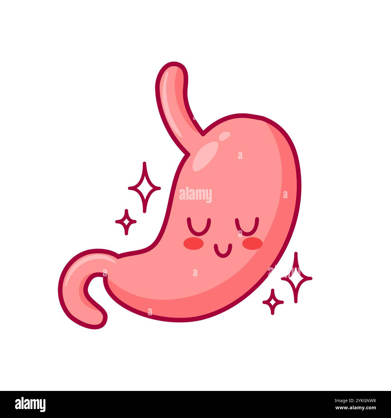 Stomach. Cute cartoon character in kawaii style. Healthy organ ...