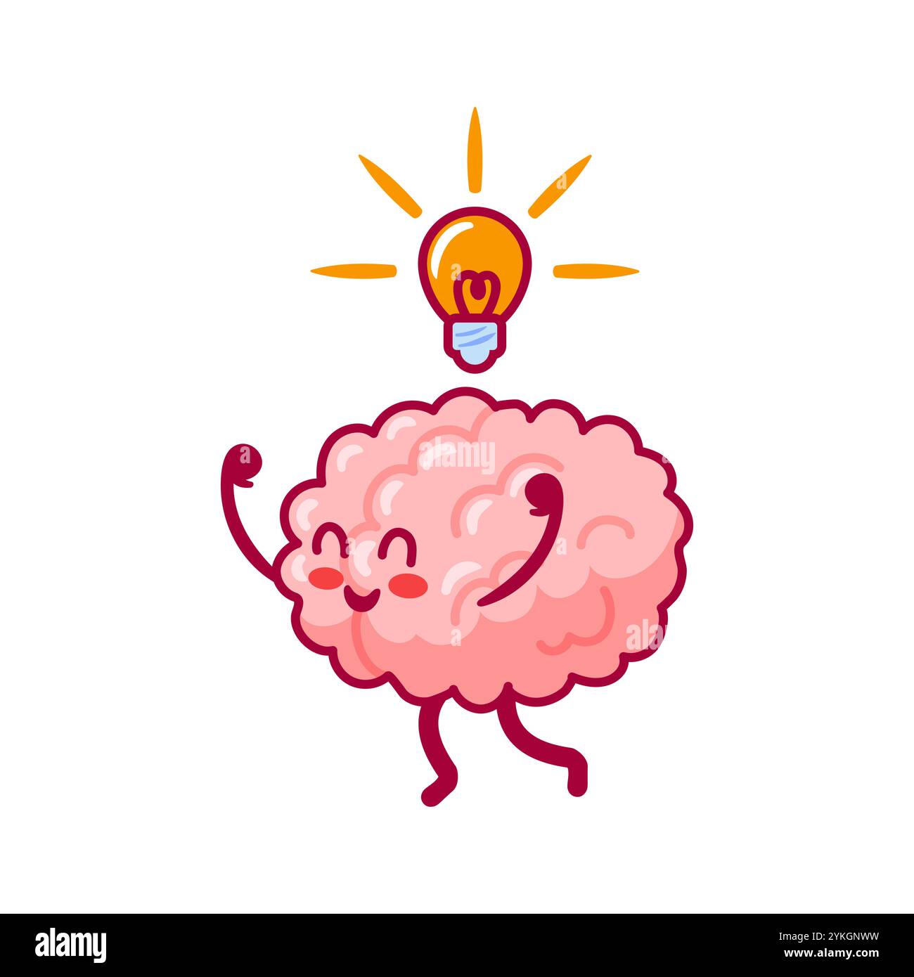 Brain. Cute cartoon character in kawaii style. Concept of idea, insight ...