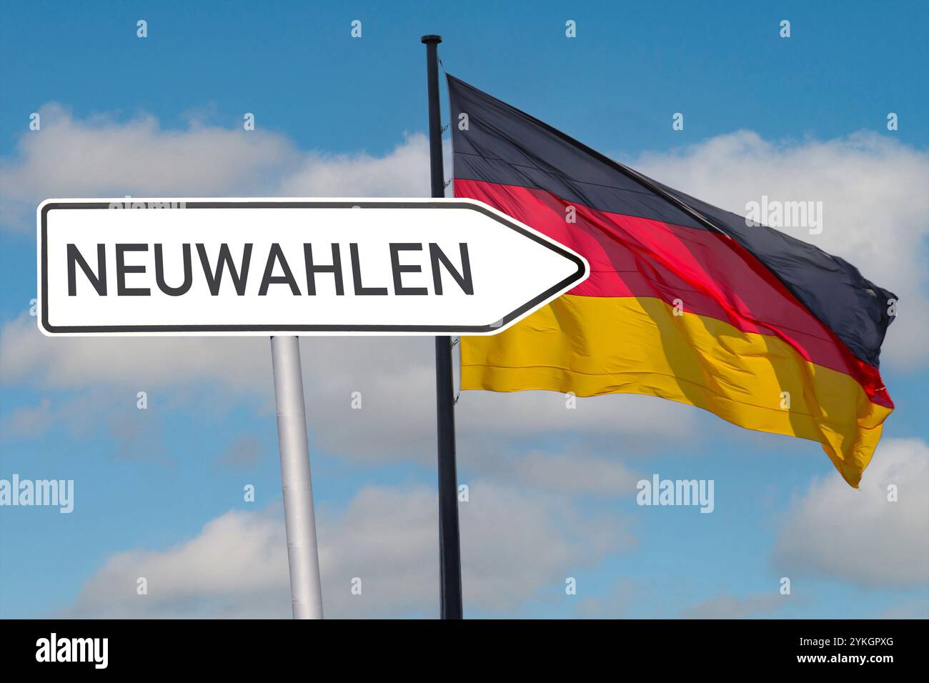 Symbol image of new elections in Germany: Directional arrow with the ...
