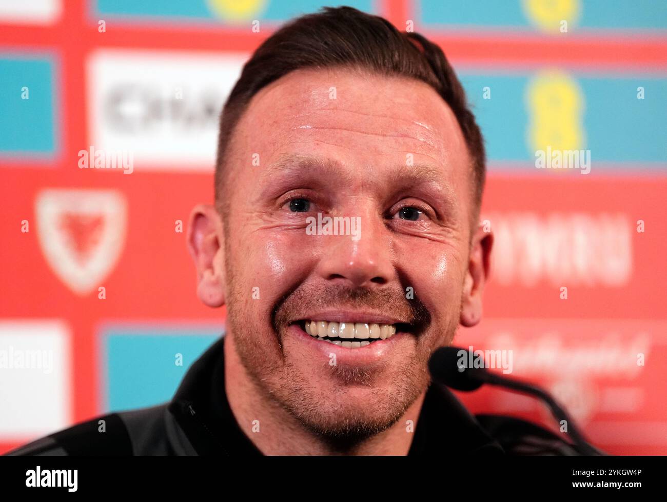 Wales manager Craig Bellamy during a press conference at the Vale ...