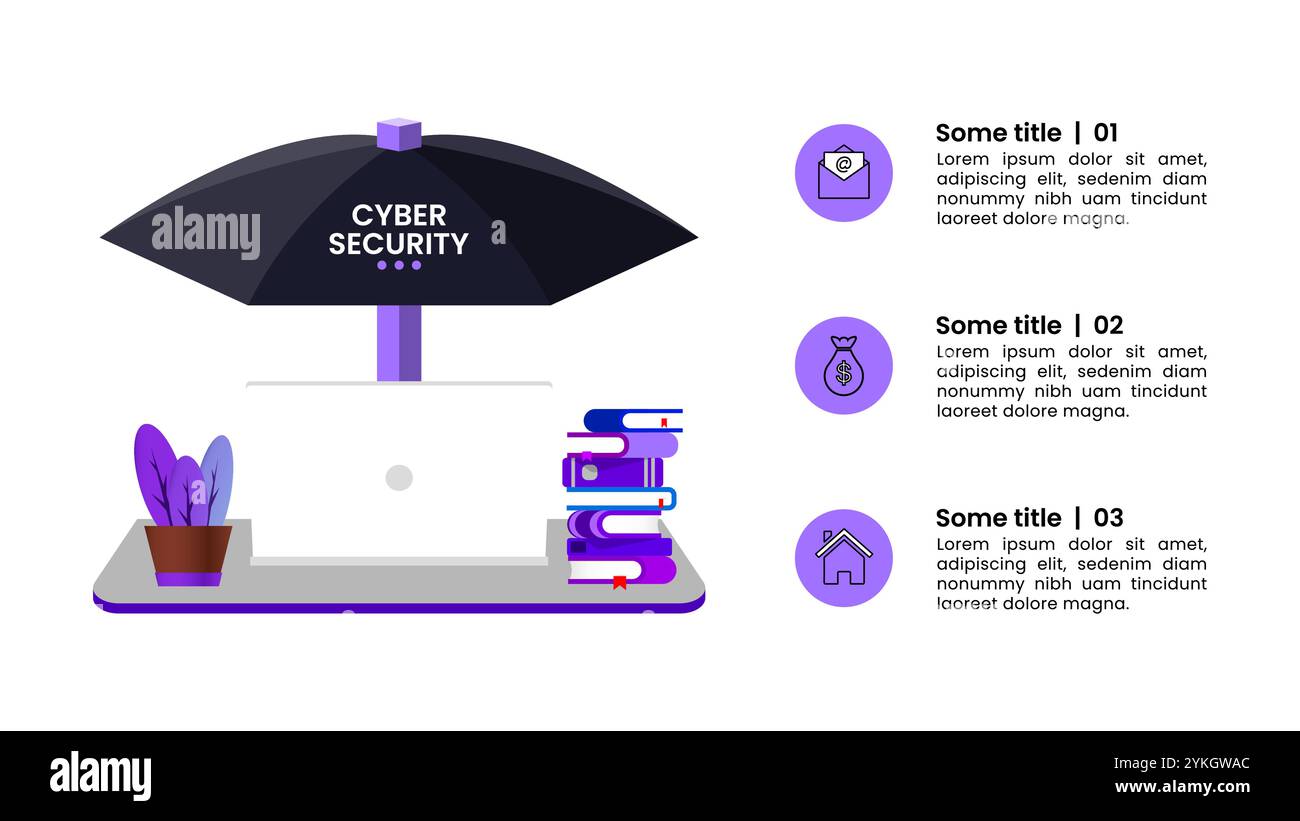 Infographic template with icons and 3 options or steps. Cyber security ...