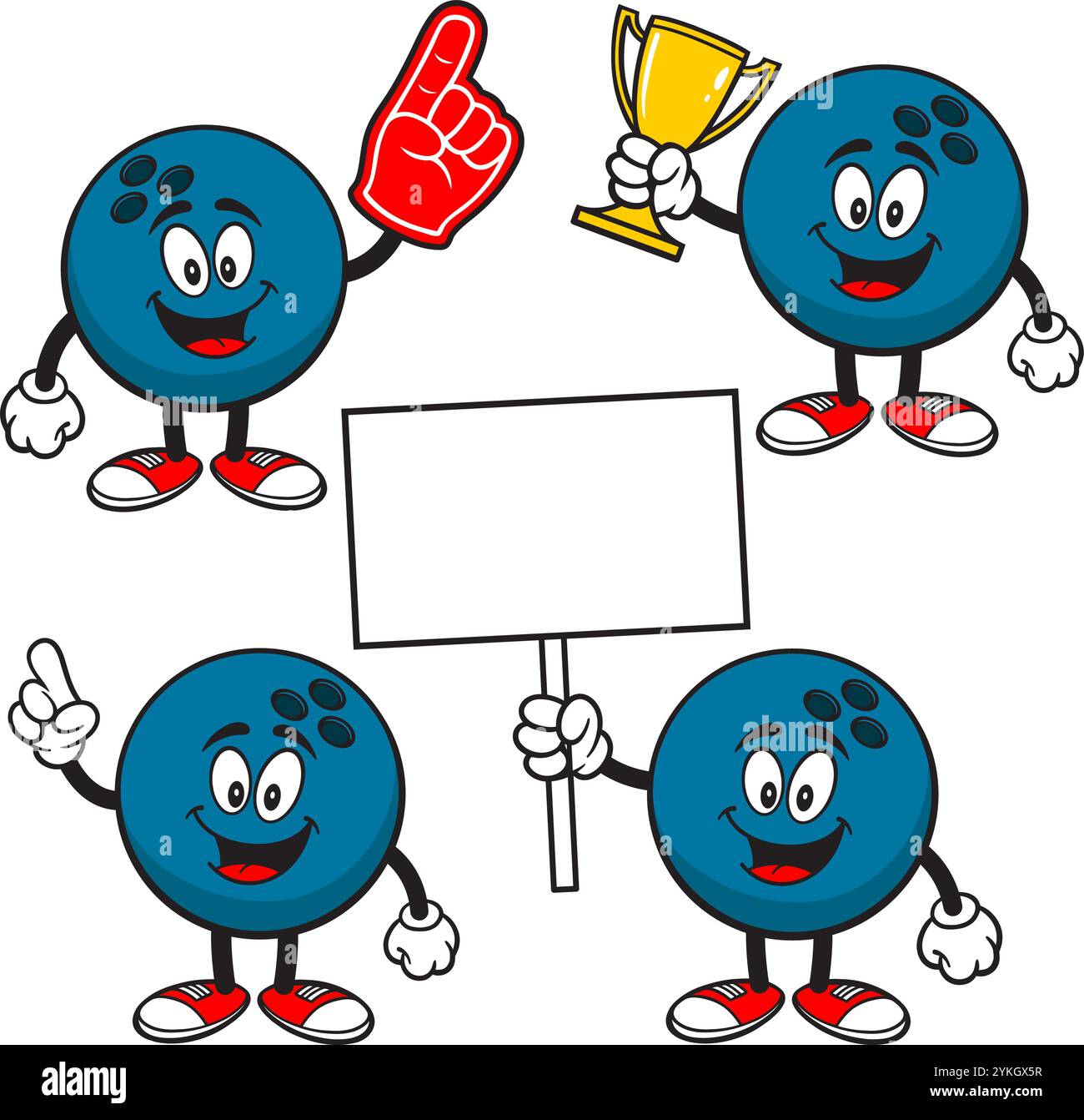Bowling Ball Character Set 01, Hand Drawn Vector illustration, Isolated ...