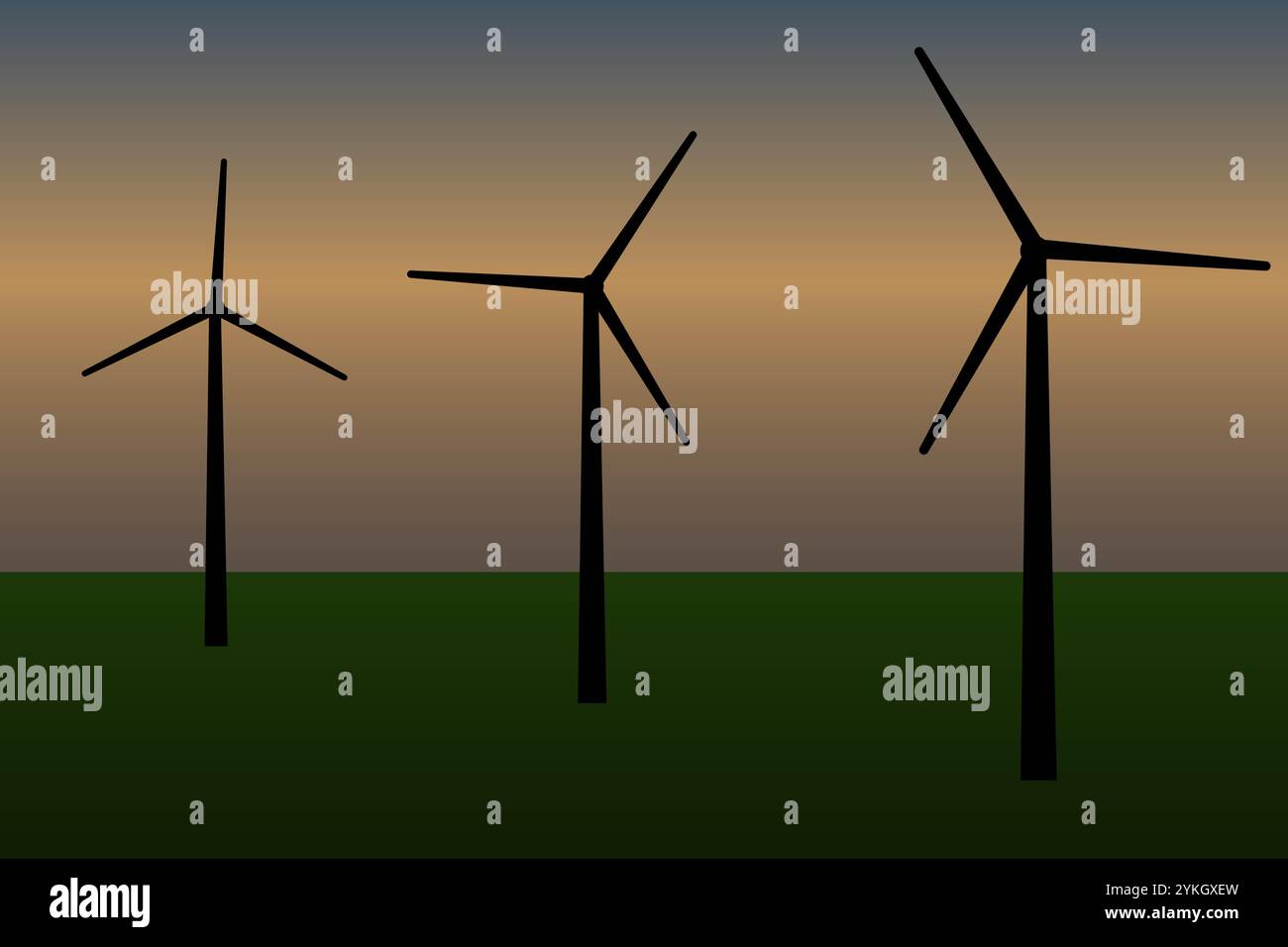 Wind generators, turbines against sunset background Stock Photo - Alamy