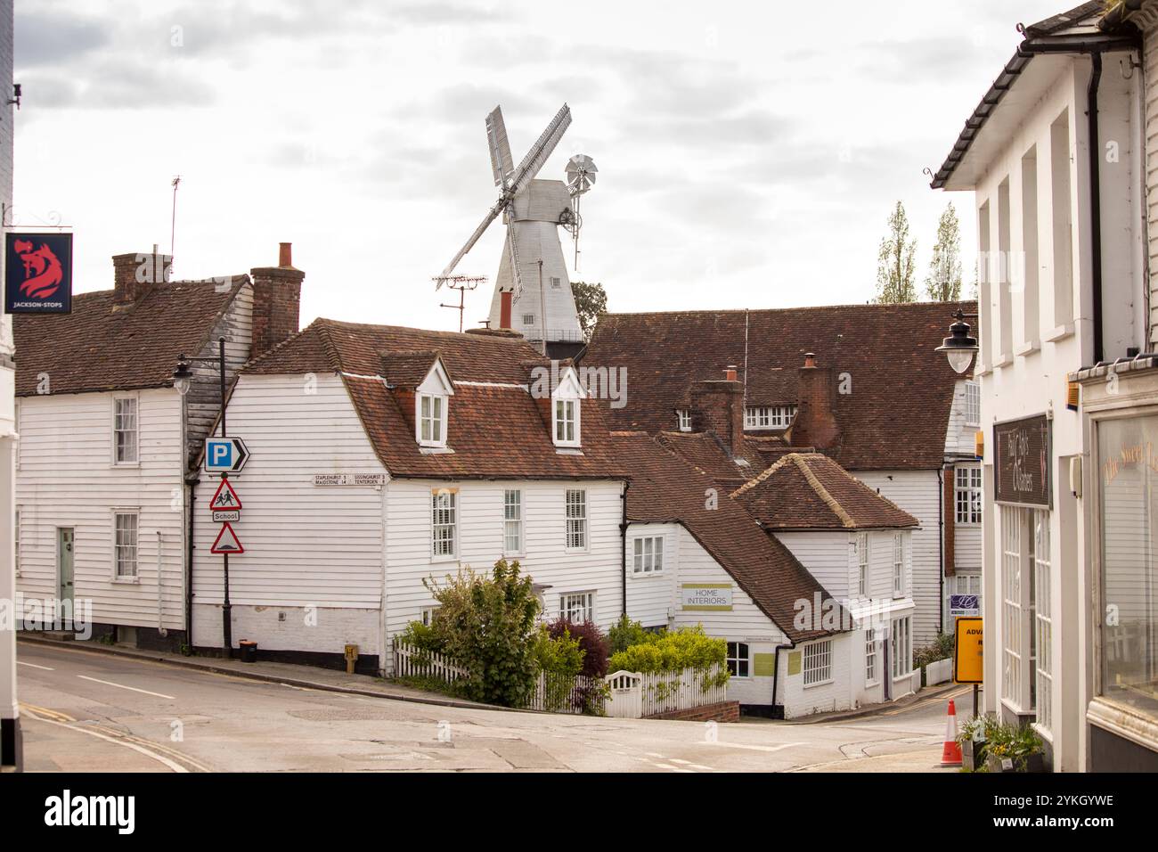 UK, Kent, Weald of Kent, Cranbrook, The Hill with Cranbrook Union smock ...
