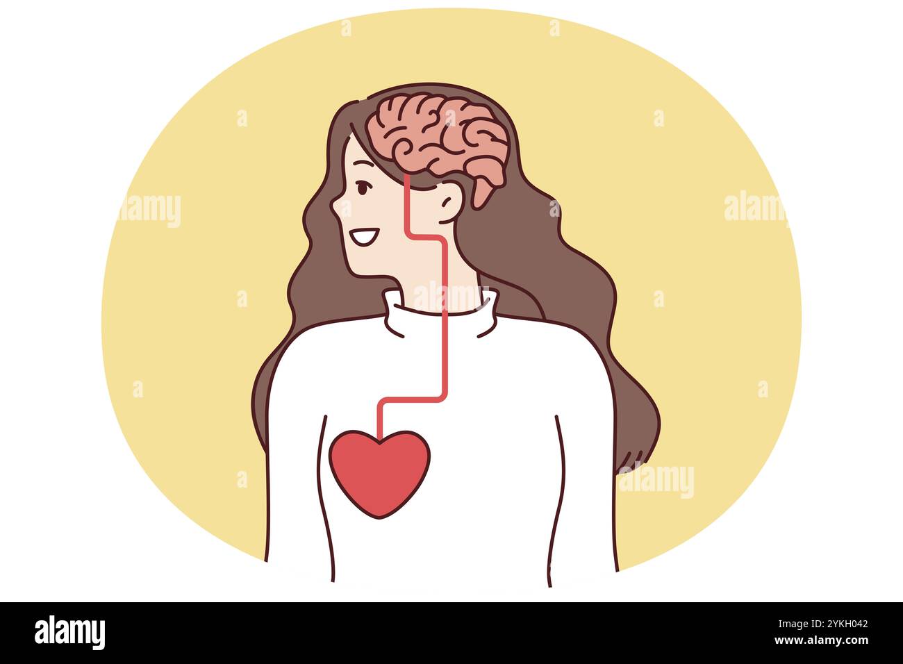 Woman looking away with visual demonstration of connection between ...