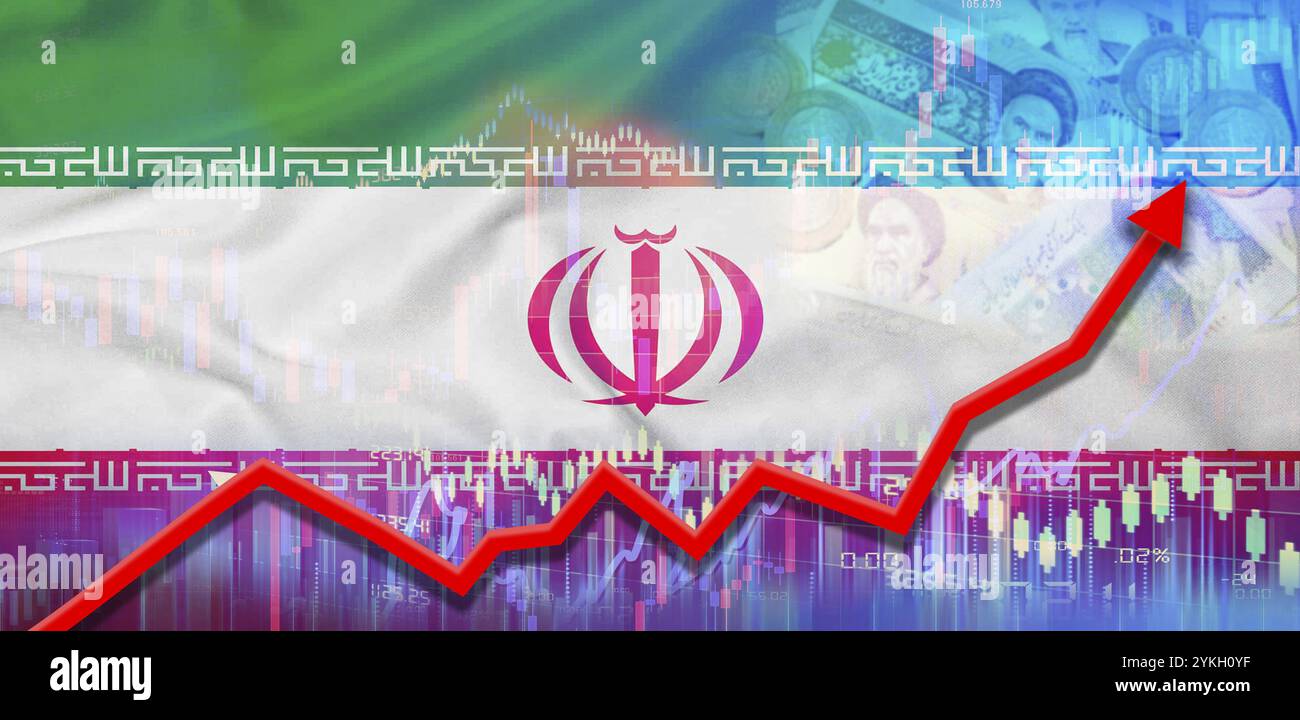 Iran financial growth on market graph. Iran economic growth on ...