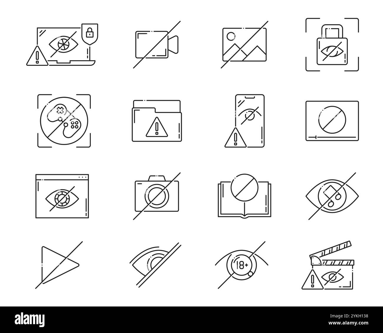 Sensitive content icons and censorship warnings vector signs. Sensitive ...