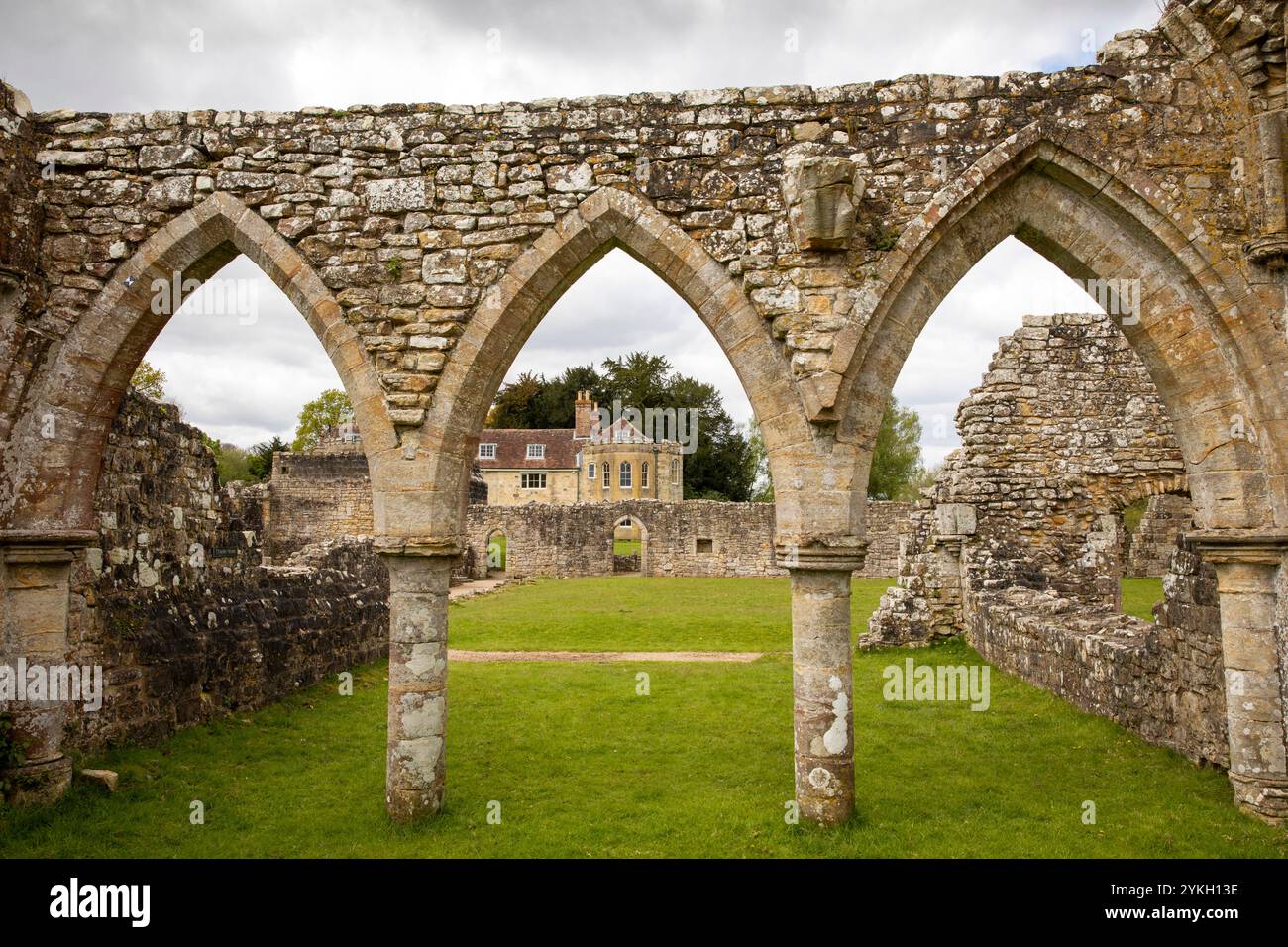 UK, Kent, Weald of Kent, Bayham Abbey, ruins and Chapter House Stock ...