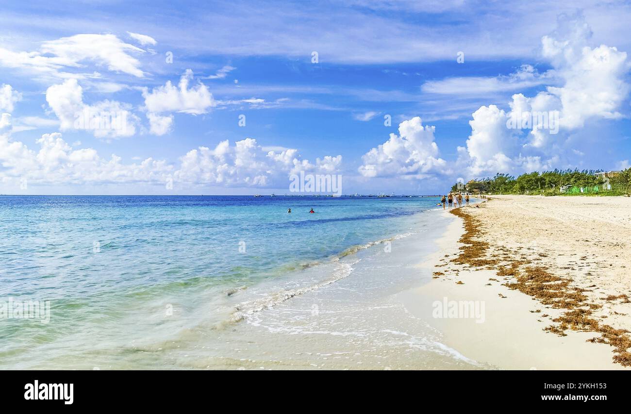 Tropical mexican beach panorama view with turquoise blue water from ...