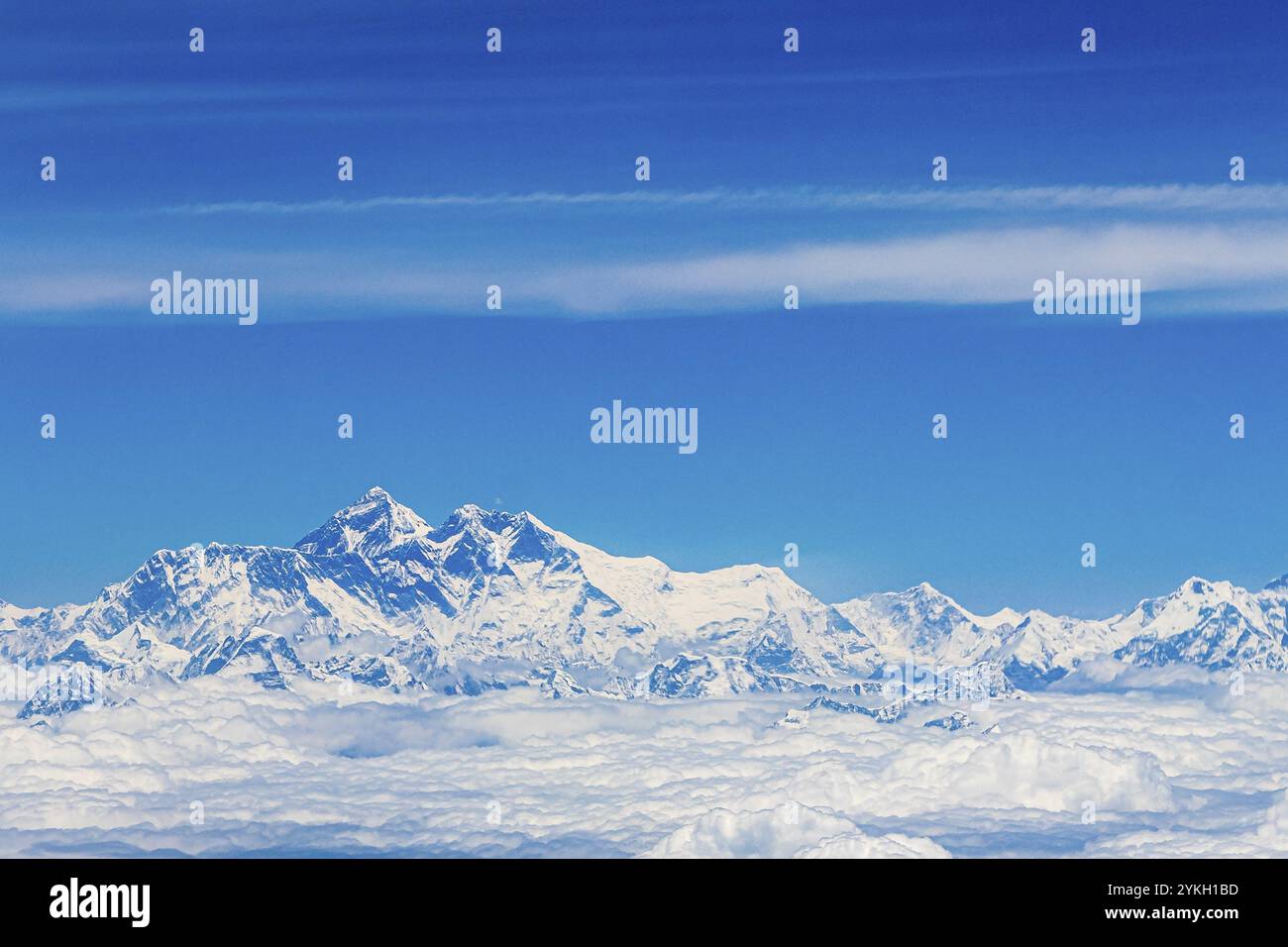 Mount Everest in the Himalayas. 8848 m high. The highest mountain on ...