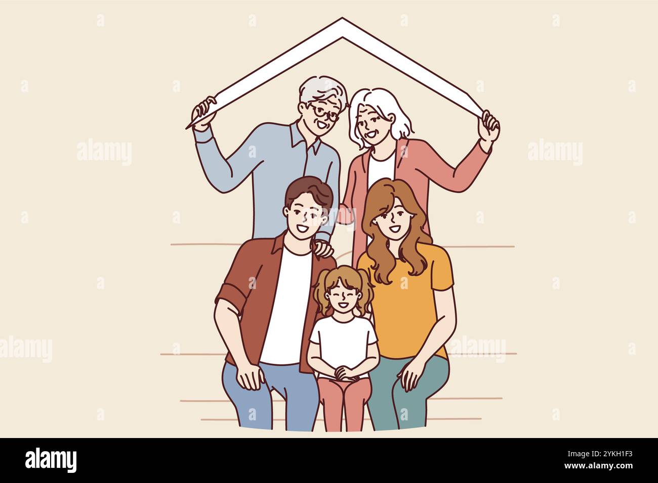 Large happy family of retired parents and millennial children with ...