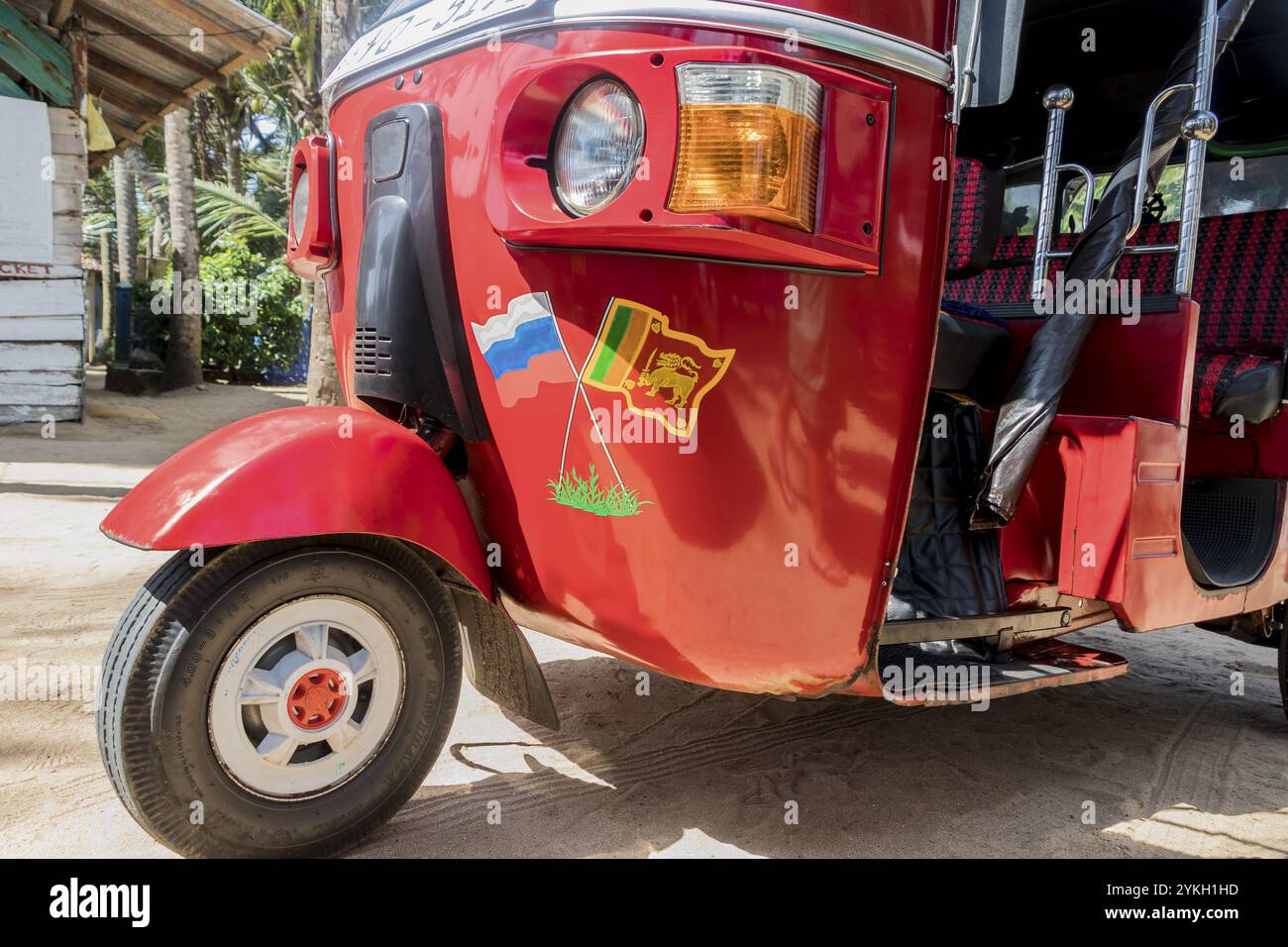 Russian Tuk Tuk driver. Red Tuk Tuk in Bentota Sri Lanka Stock Photo ...