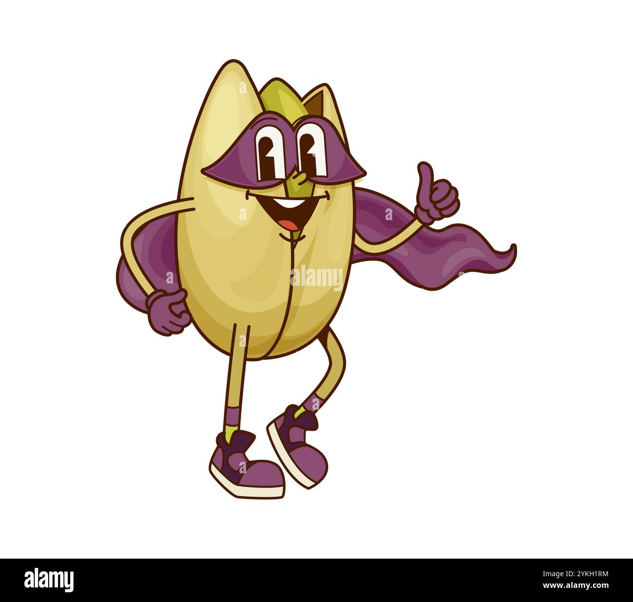 Groovy superhero pistachio nut happy character. defender organic food ...