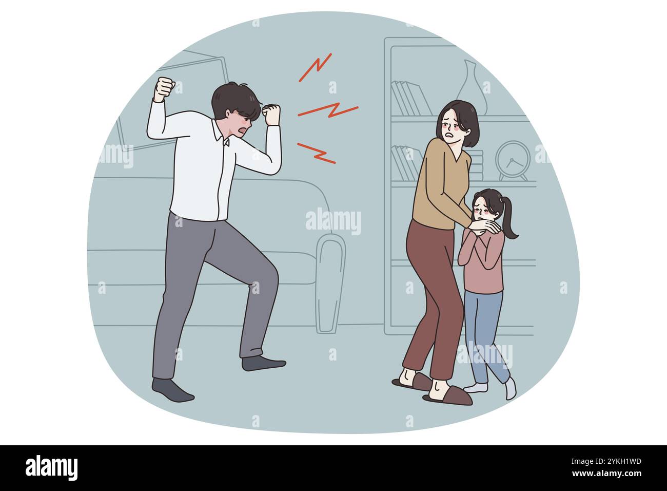 Scared woman at home Cut Out Stock Images & Pictures - Alamy