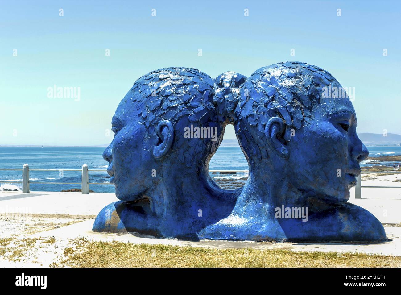 Blue heads statue in Cape Town. Art of south Africa. Sea Point ...
