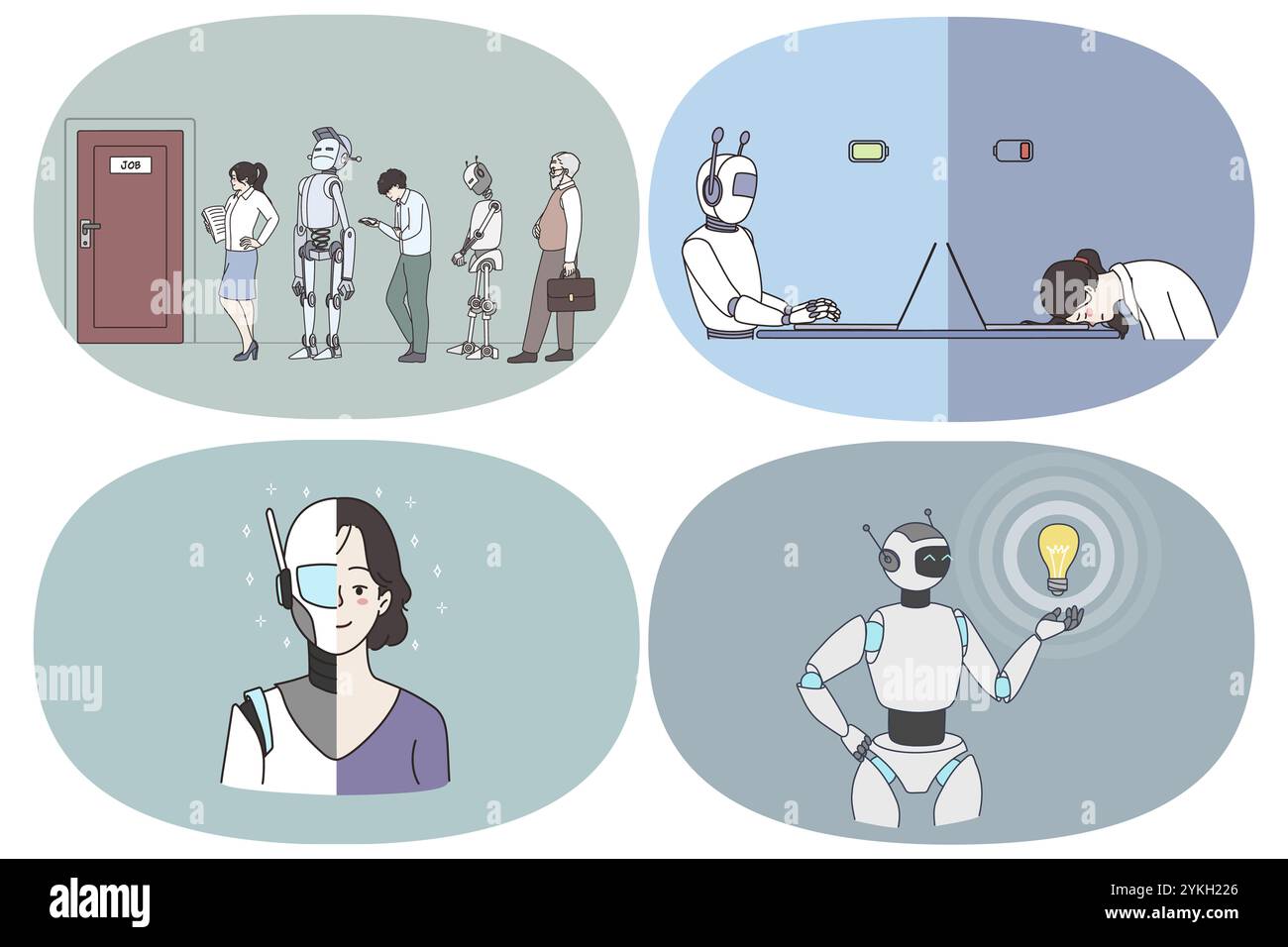 Artificial intelligence and futuristic technologies concept. Set of ...