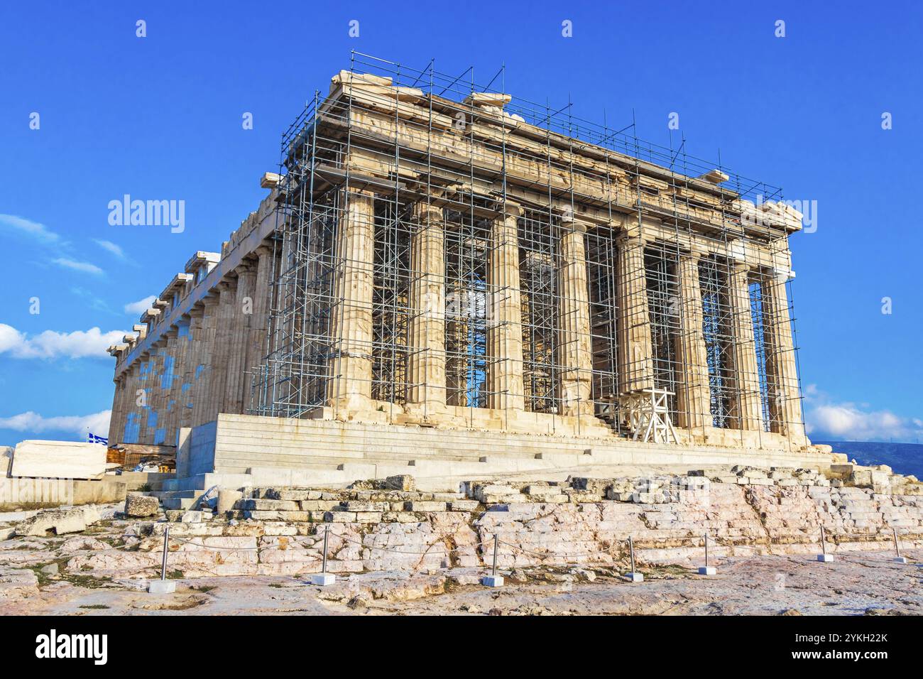 Acropolis of Athens with amazing and beautiful ruins Parthenon and blue sky in Greece's capital ...